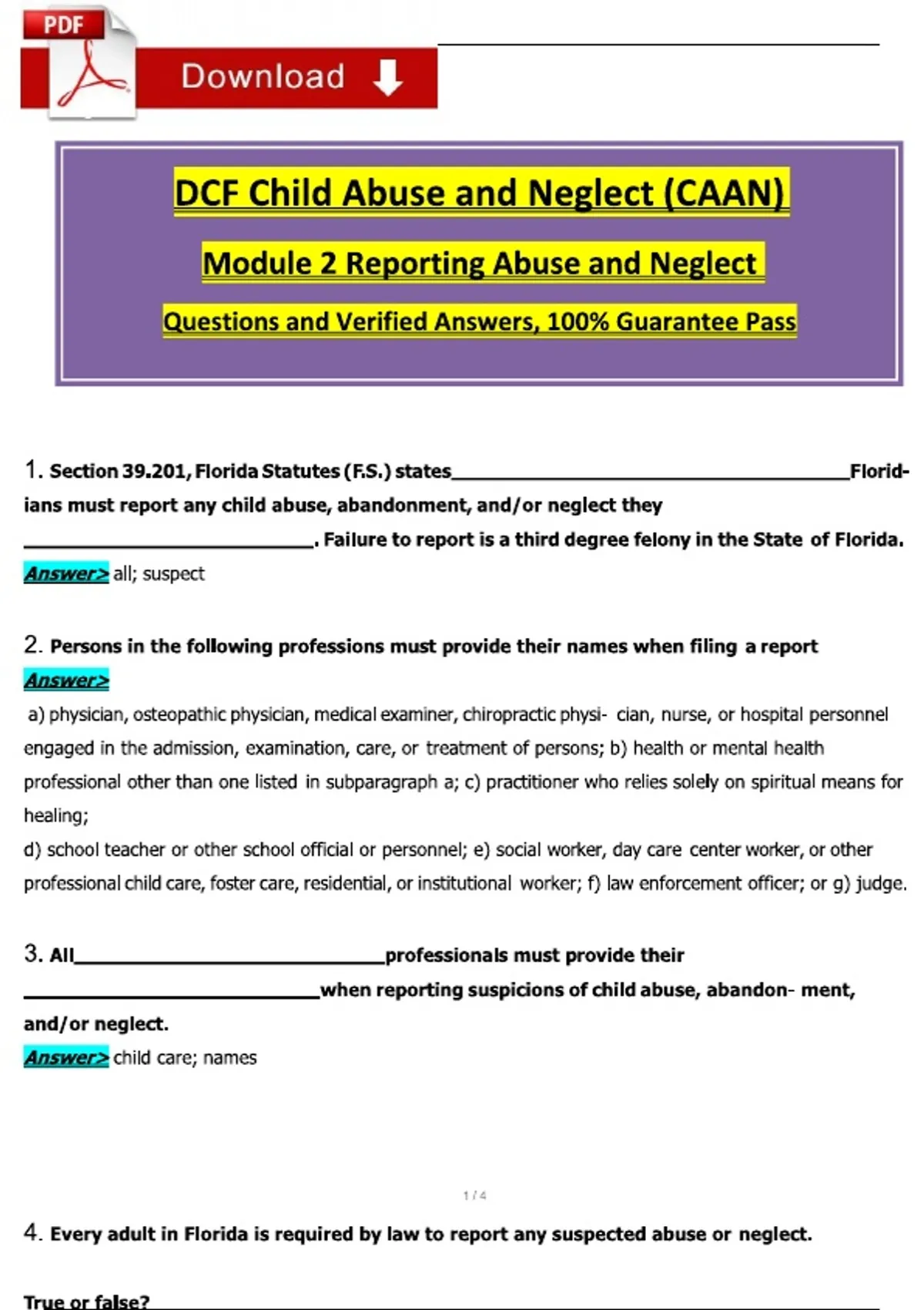DCF Child Abuse and Neglect (CAAN) Module 2 – Reporting Abuse and ...