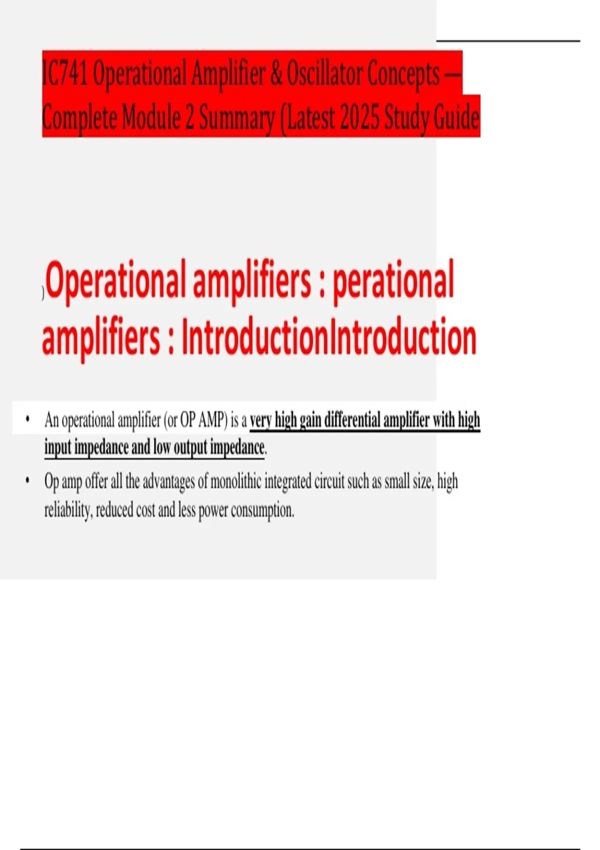 IC741 Operational Amplifier & Oscillator Concepts — Complete Module 2 ...