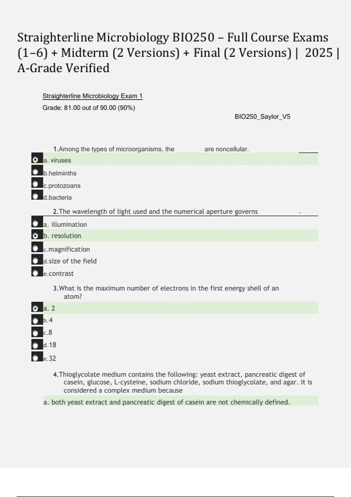 Straighterline Microbiology (BIO250) – Complete Exams Pack 2025 | Exams ...
