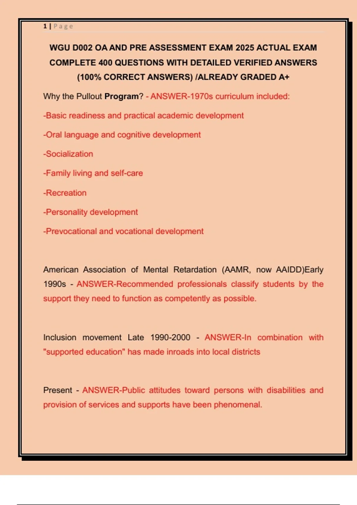 WGU D002 OA and Pre-Assessment Exam 2025 – Complete 400 Verified Questions and Answers for ...