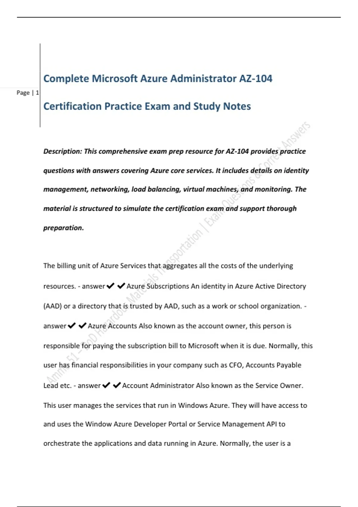 Complete Microsoft Azure Administrator AZ-104 Certification Practice ...