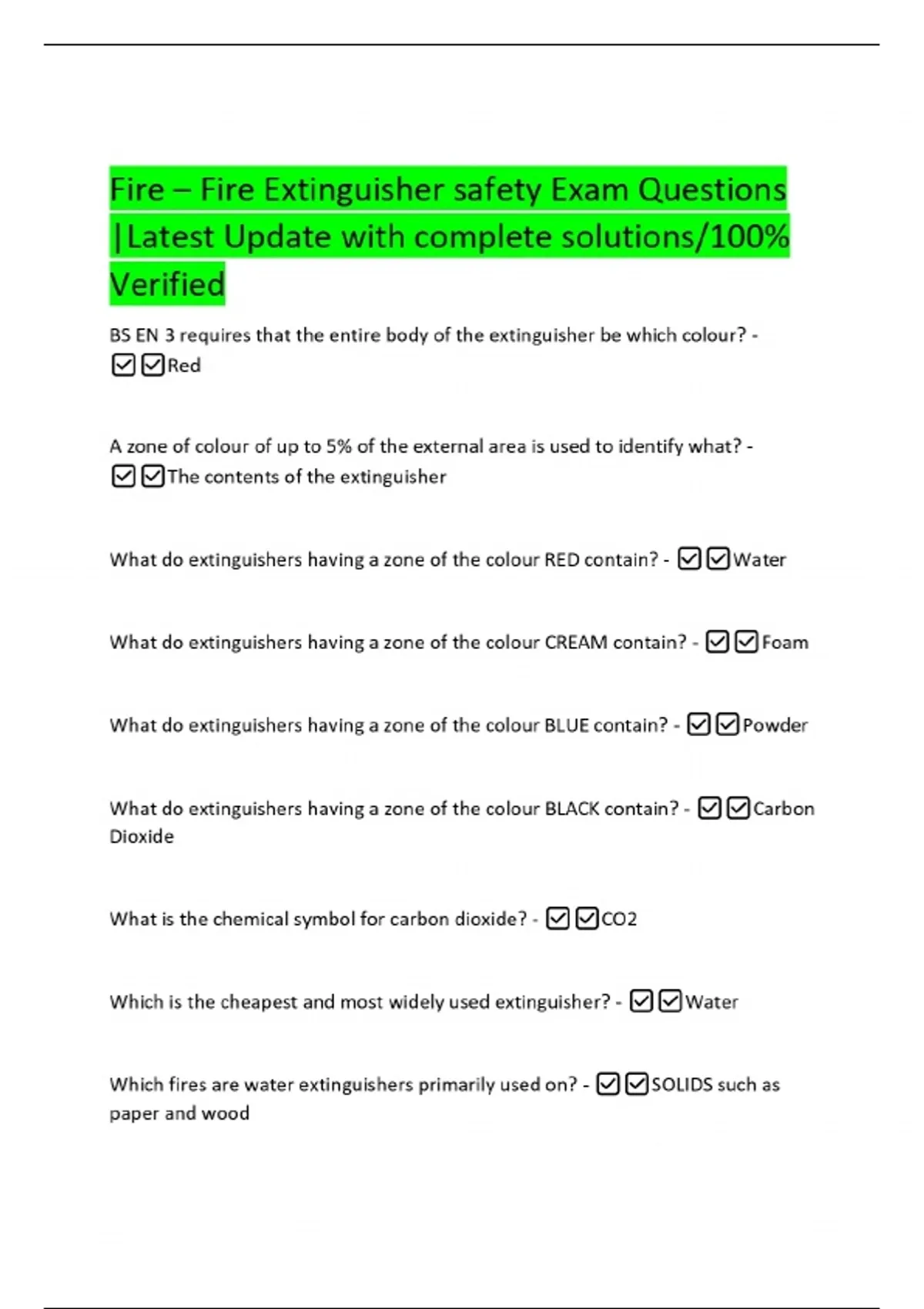 Fire – Fire Extinguisher safety Exam Questions |Latest Update with ...