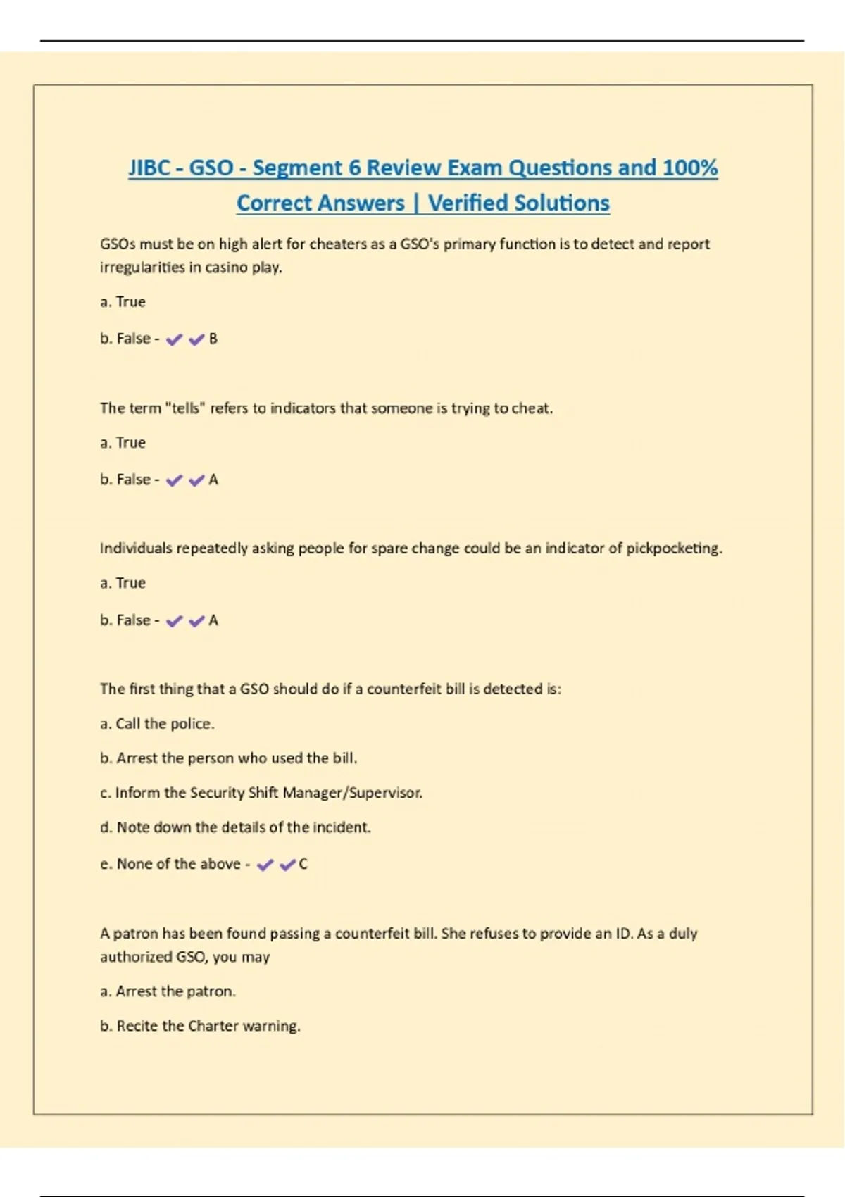 JIBC - GSO - Segment 6 Review Exam Questions and 100% Correct Answers | Verified Solutions ...