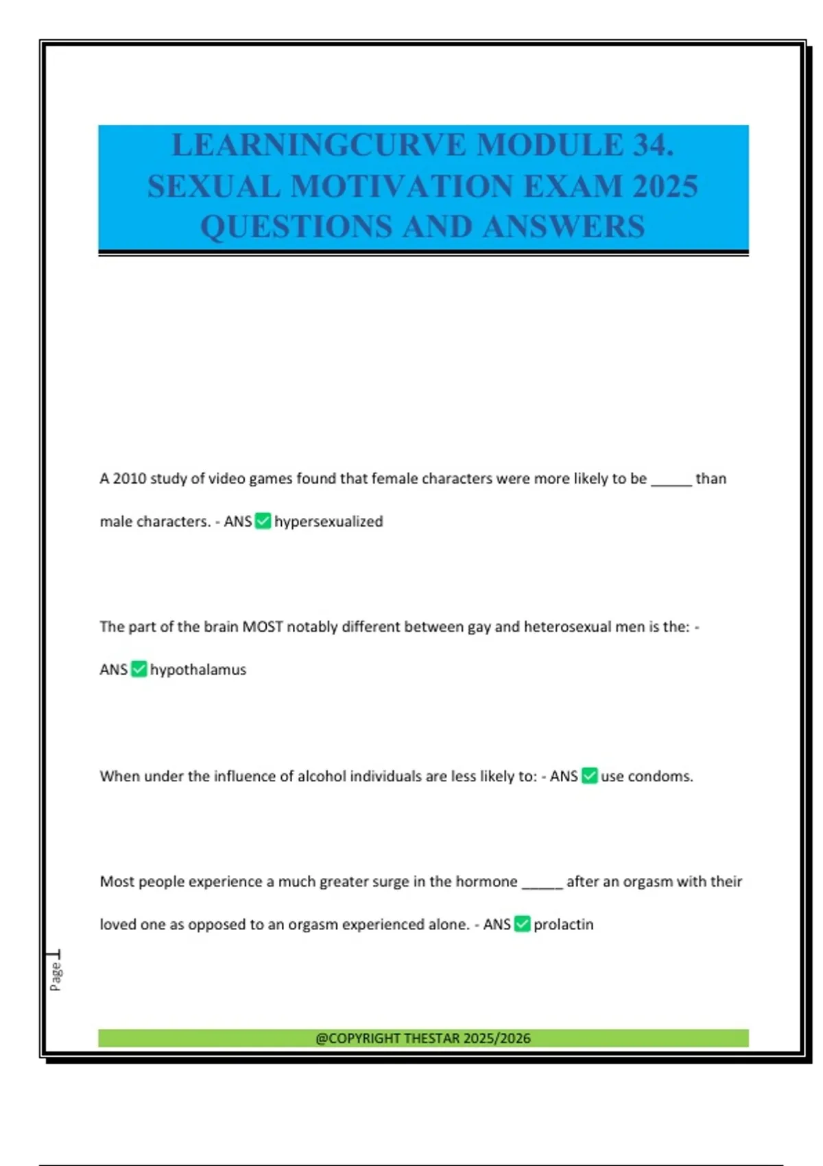 LEARNINGCURVE MODULE 34. SEXUAL MOTIVATION EXAM 2025 QUESTIONS AND ...