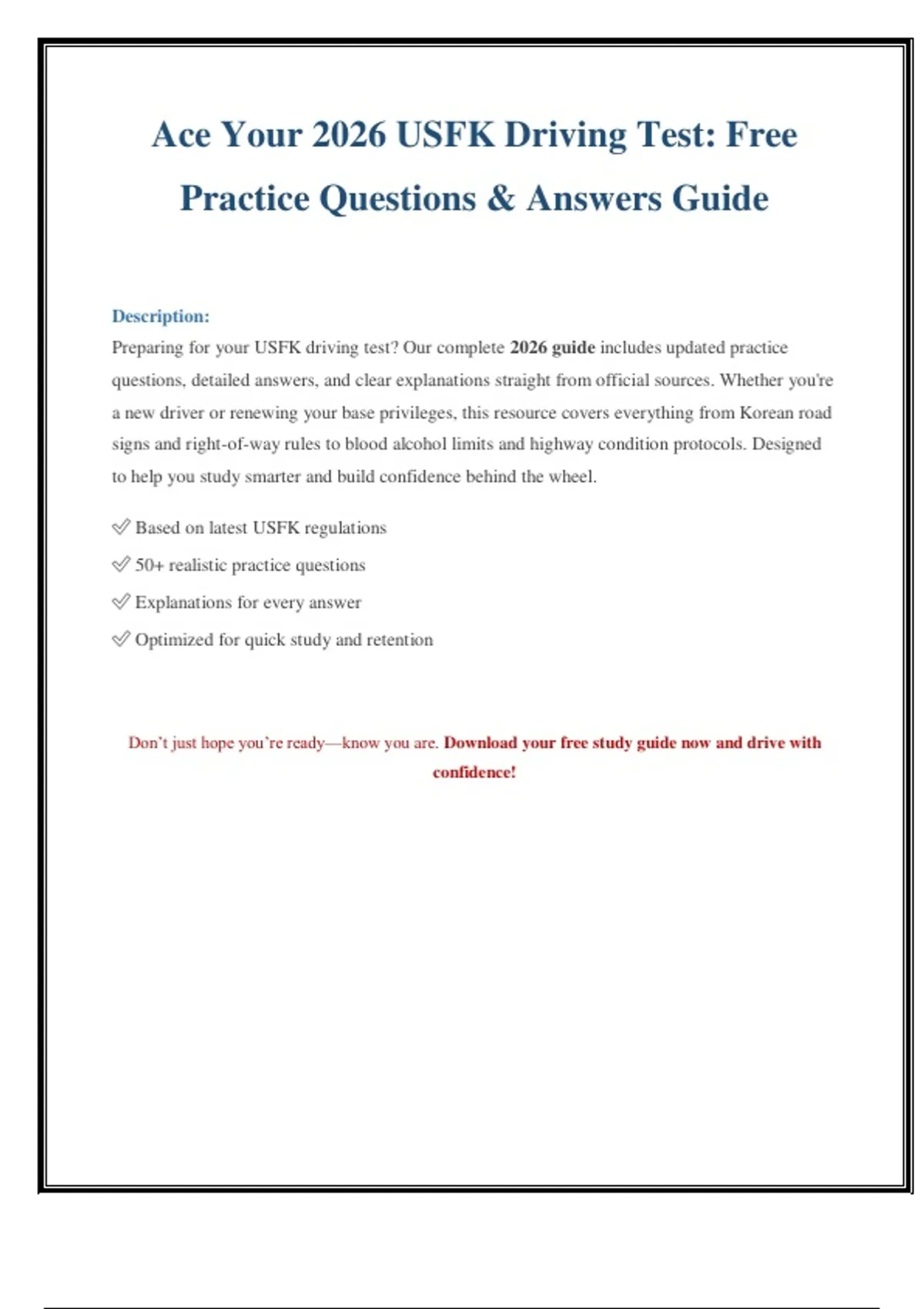 USFK Driving Test 2026: Complete Guide, Practice Questions & Answers ...