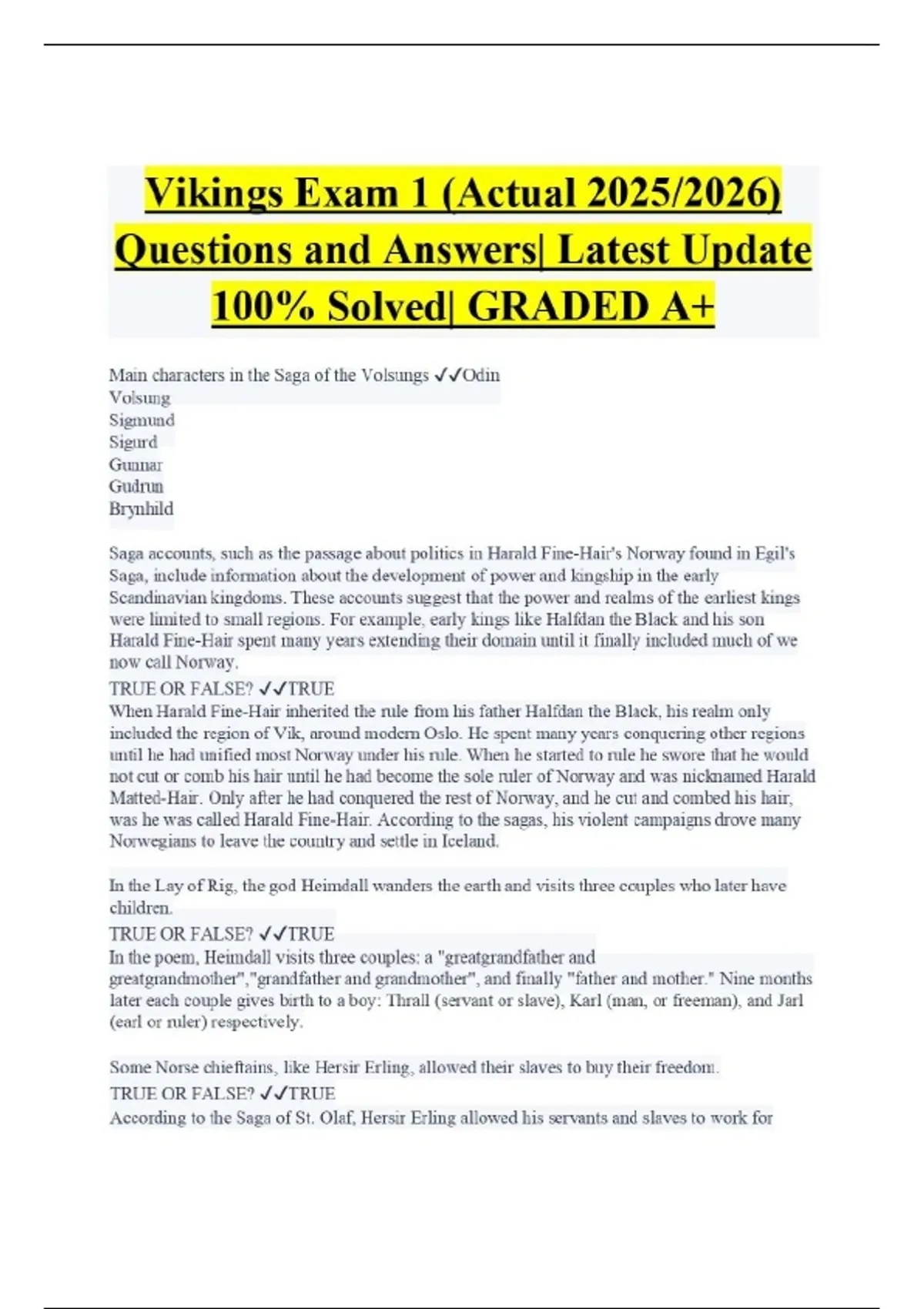 Vikings Exam 1 (Actual 2025/2026) Questions and Answers| Latest Update ...