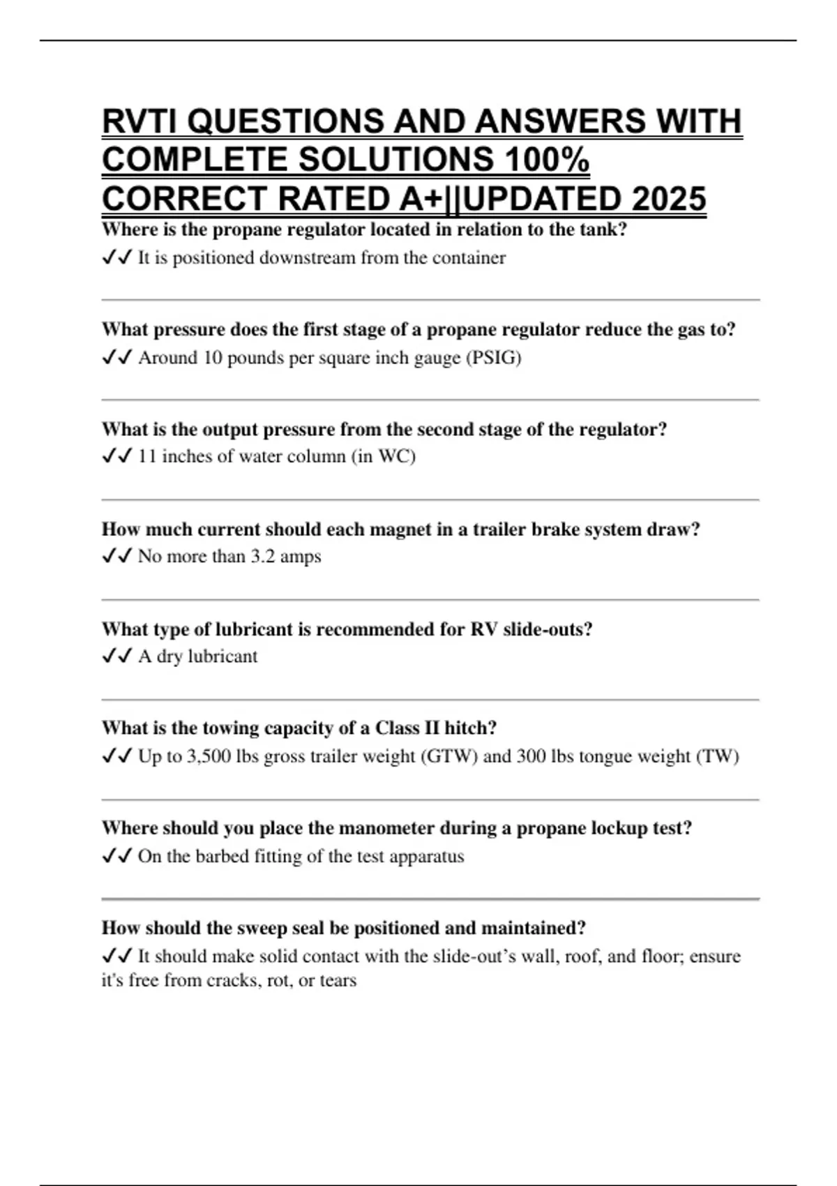 RVTI QUESTIONS AND ANSWERS WITH COMPLETE SOLUTIONS 100% CORRECT RATED ...