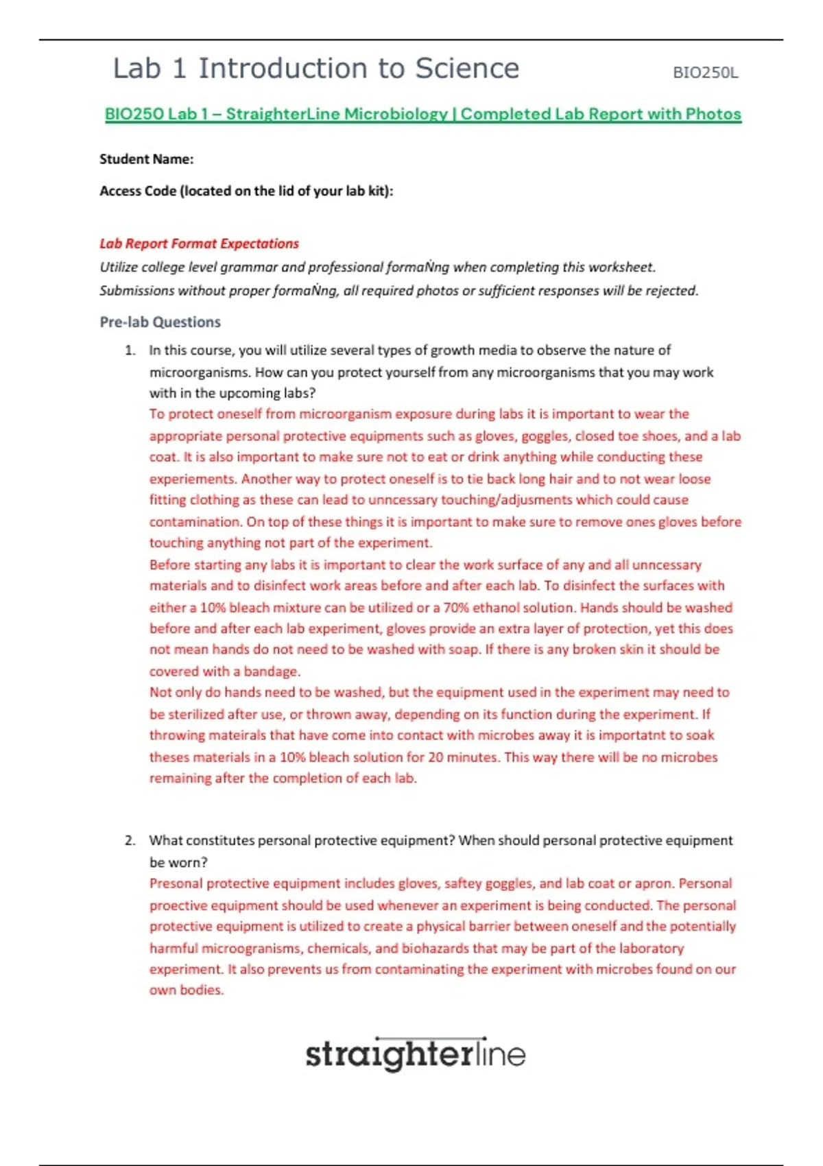 StraighterLine BIO250L Microbiology Lab 1 – Introduction to Science ...