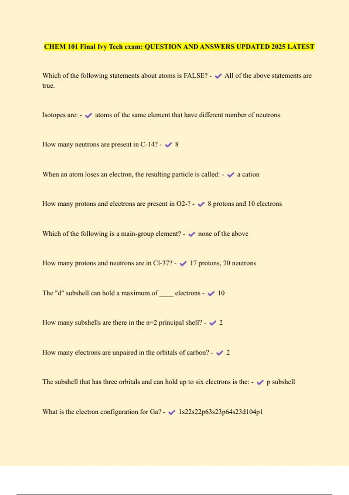 Exam Questions & Full Solutions | Fully Solved, Easy to Follow, and ...