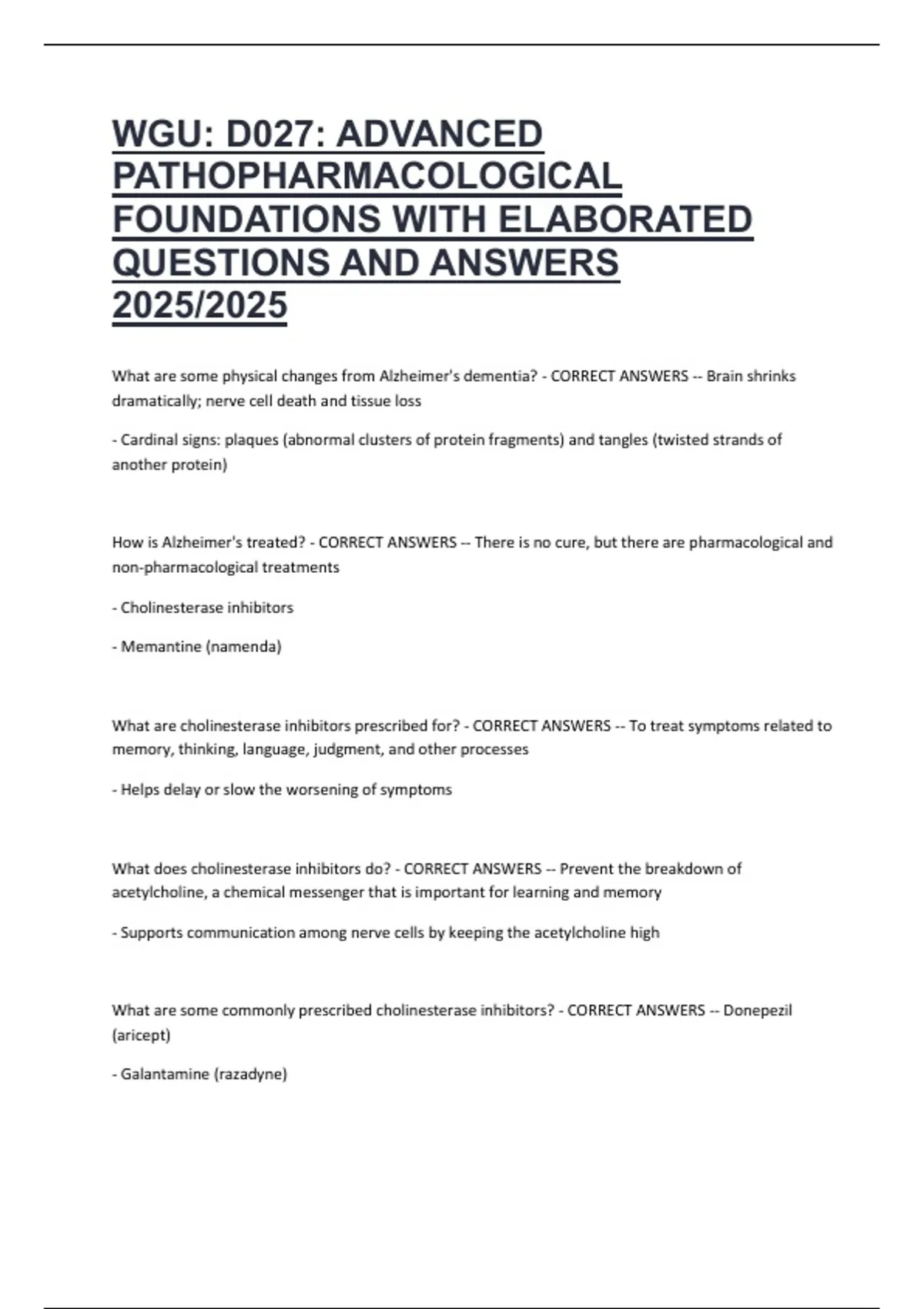 WGU D027 – Advanced Pathopharmacological Foundations (2025/2026) with ...