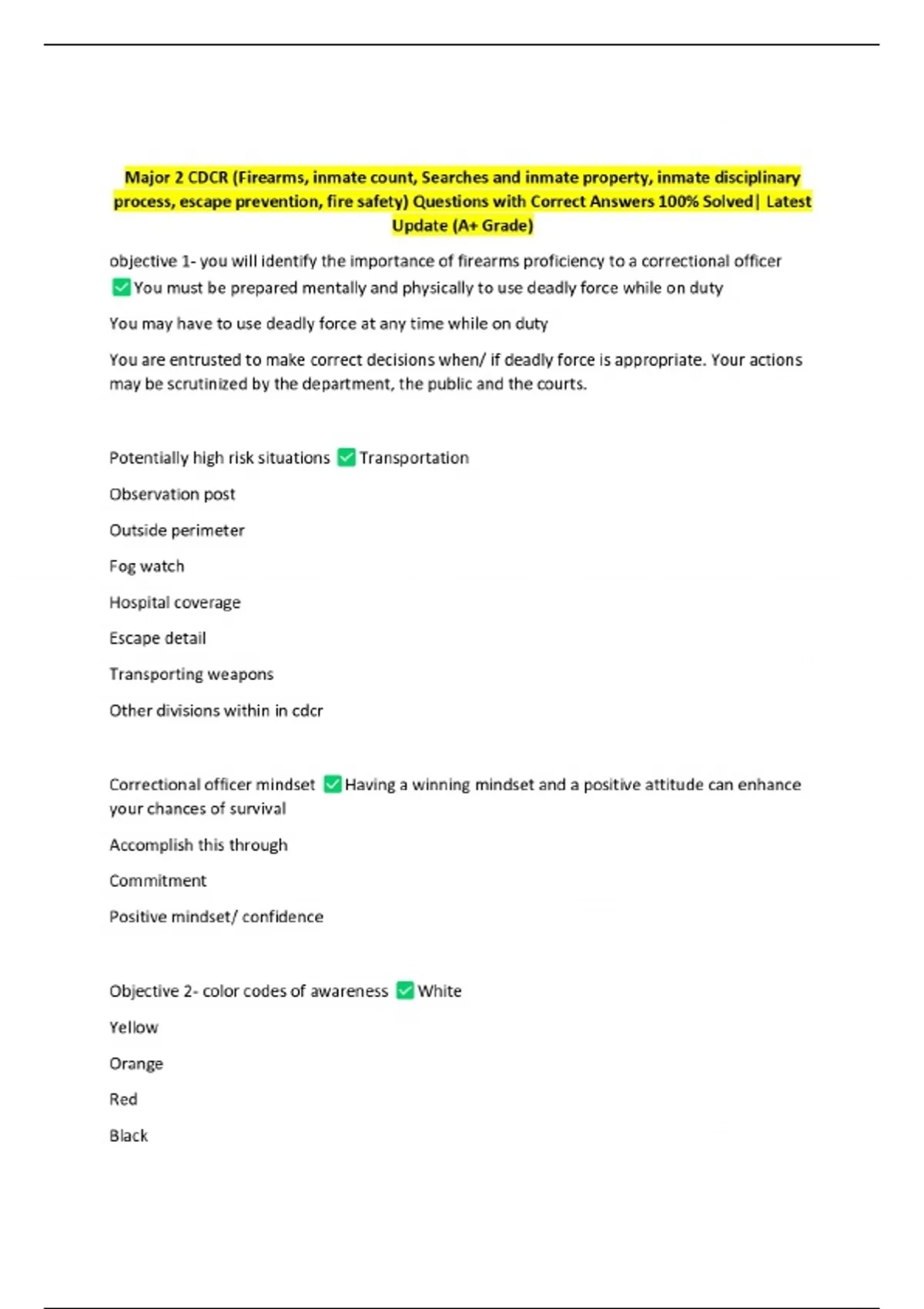 Major 2 CDCR (Firearms, inmate count, Searches and inmate property ...