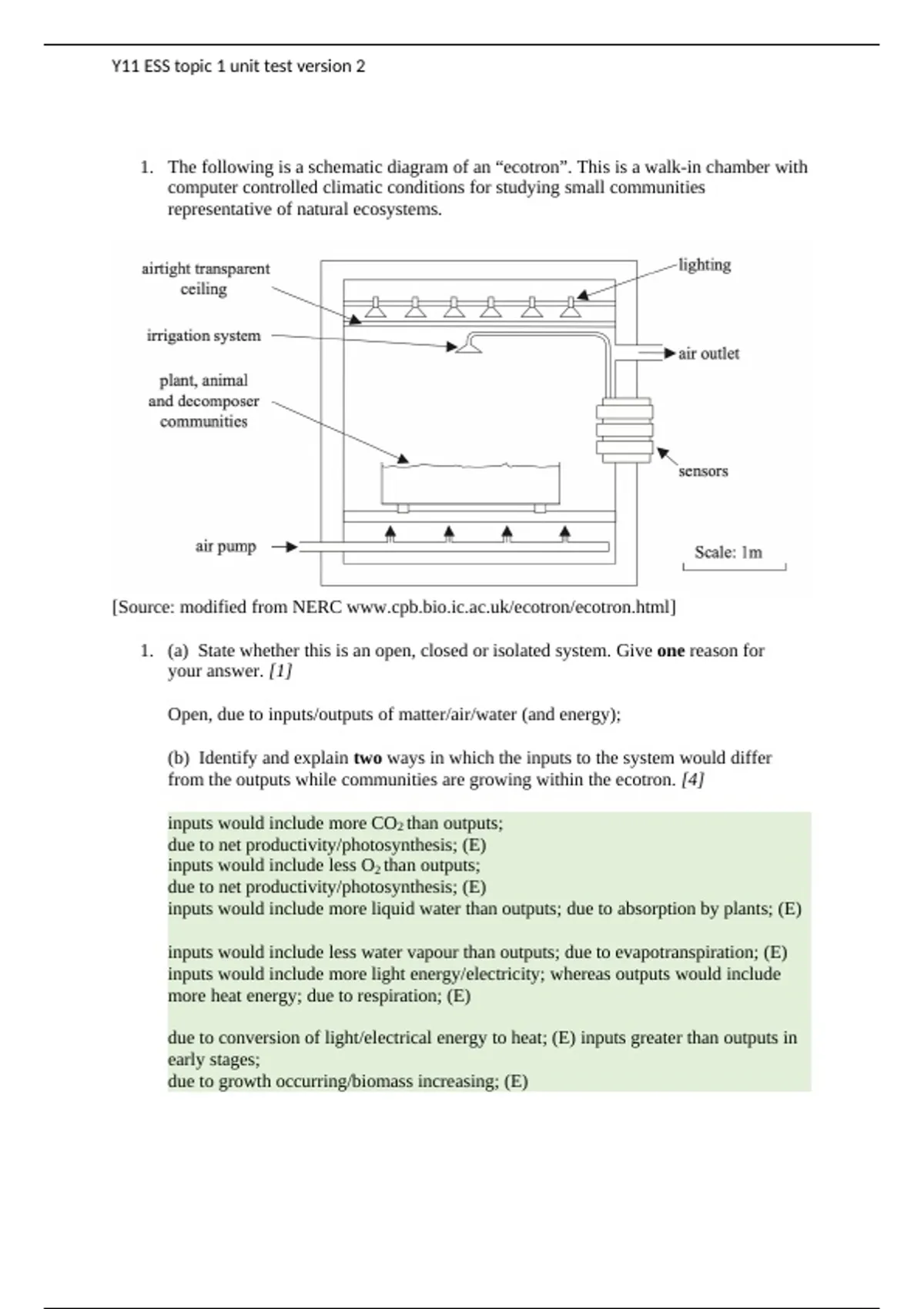 IB ESS topic 1 unit test with answers ( Foundations of environmental ...