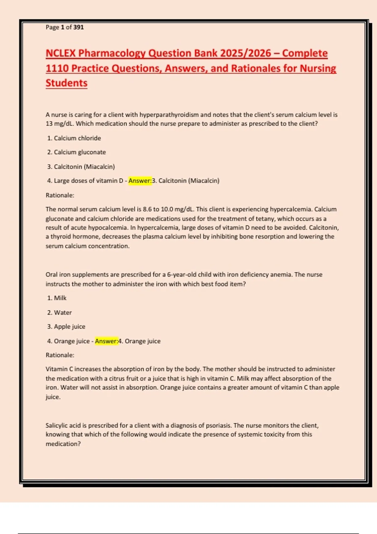 NCLEX Pharmacology Question Bank 2025/2026 – Complete 1110 Practice ...