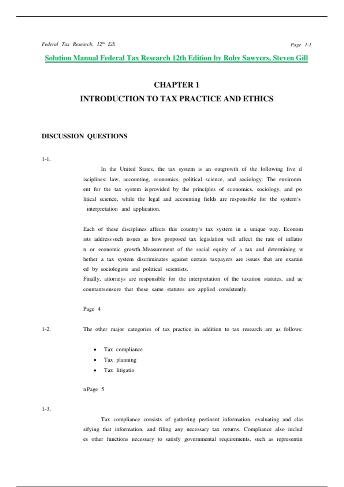 Solution Manual Federal Tax Research 12th Edition by Roby Sawyers ...
