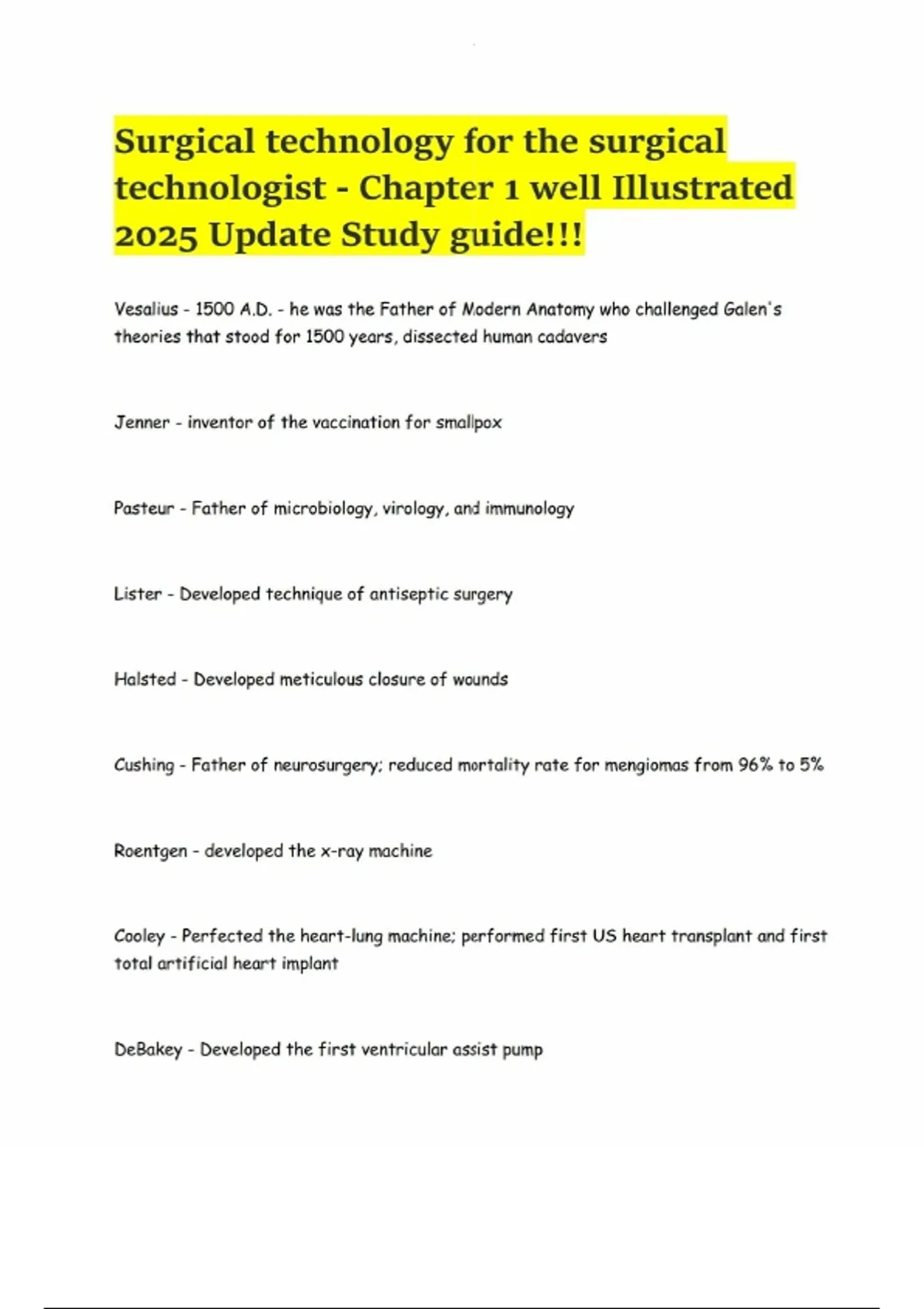 Surgical Technology Chapter 1 Study Guide 2025 | History, Key Figures ...