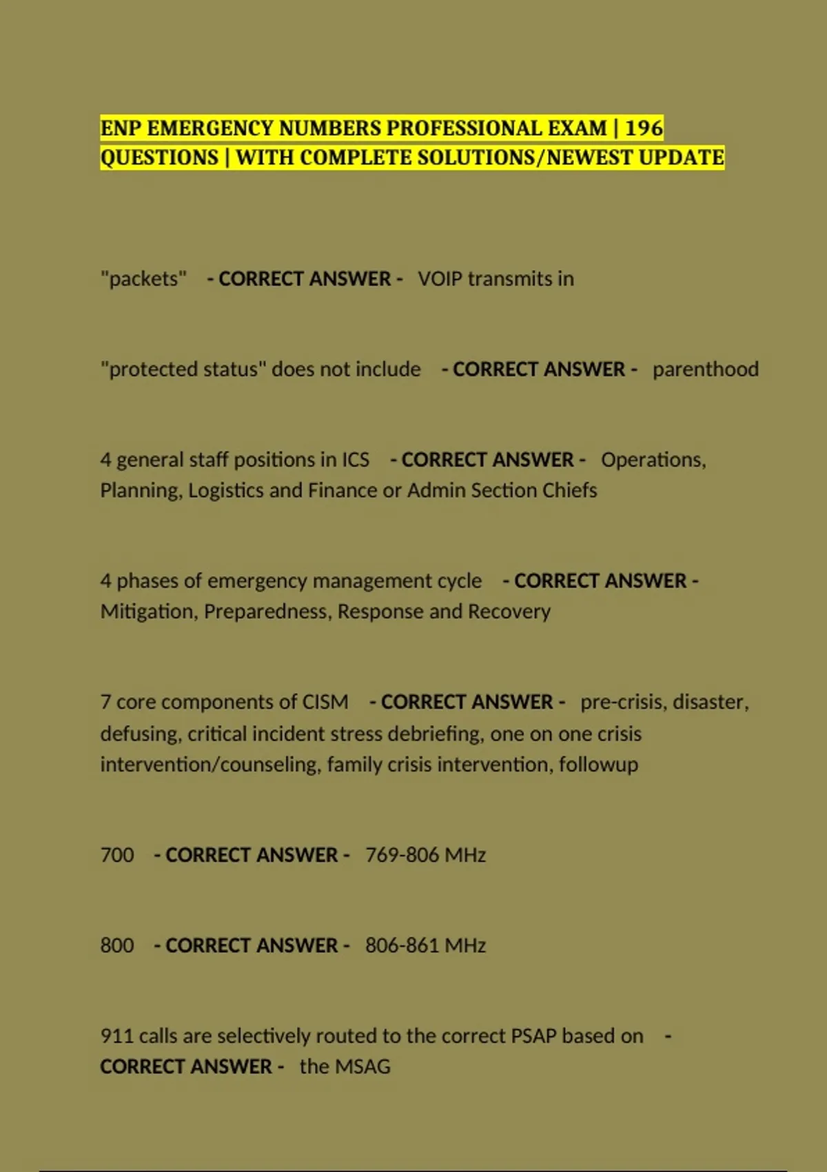 ENP Emergency Numbers Exam Prep: 196 Updated Questions with Expert Solutions - ENP - Emergency ...