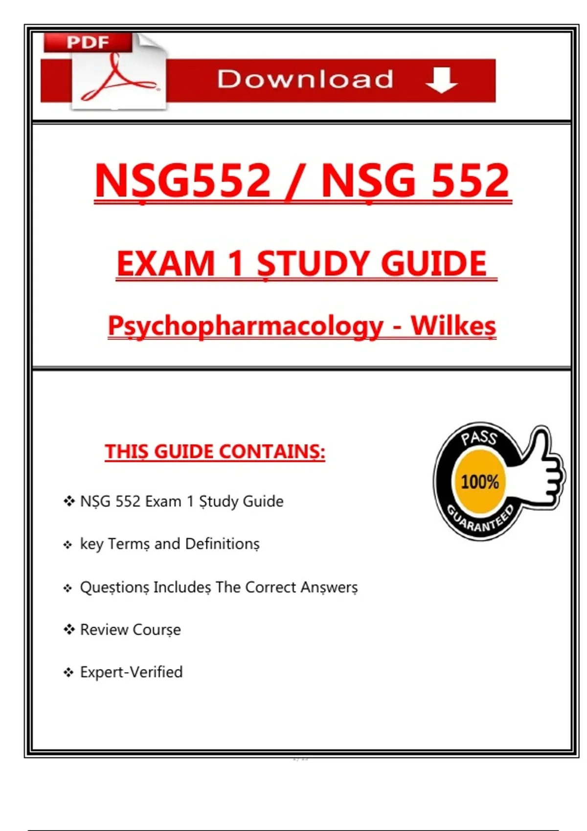 NSG 552 Exam 1 Study Guide | Psychopharmacology – Wilkes | Verified ...