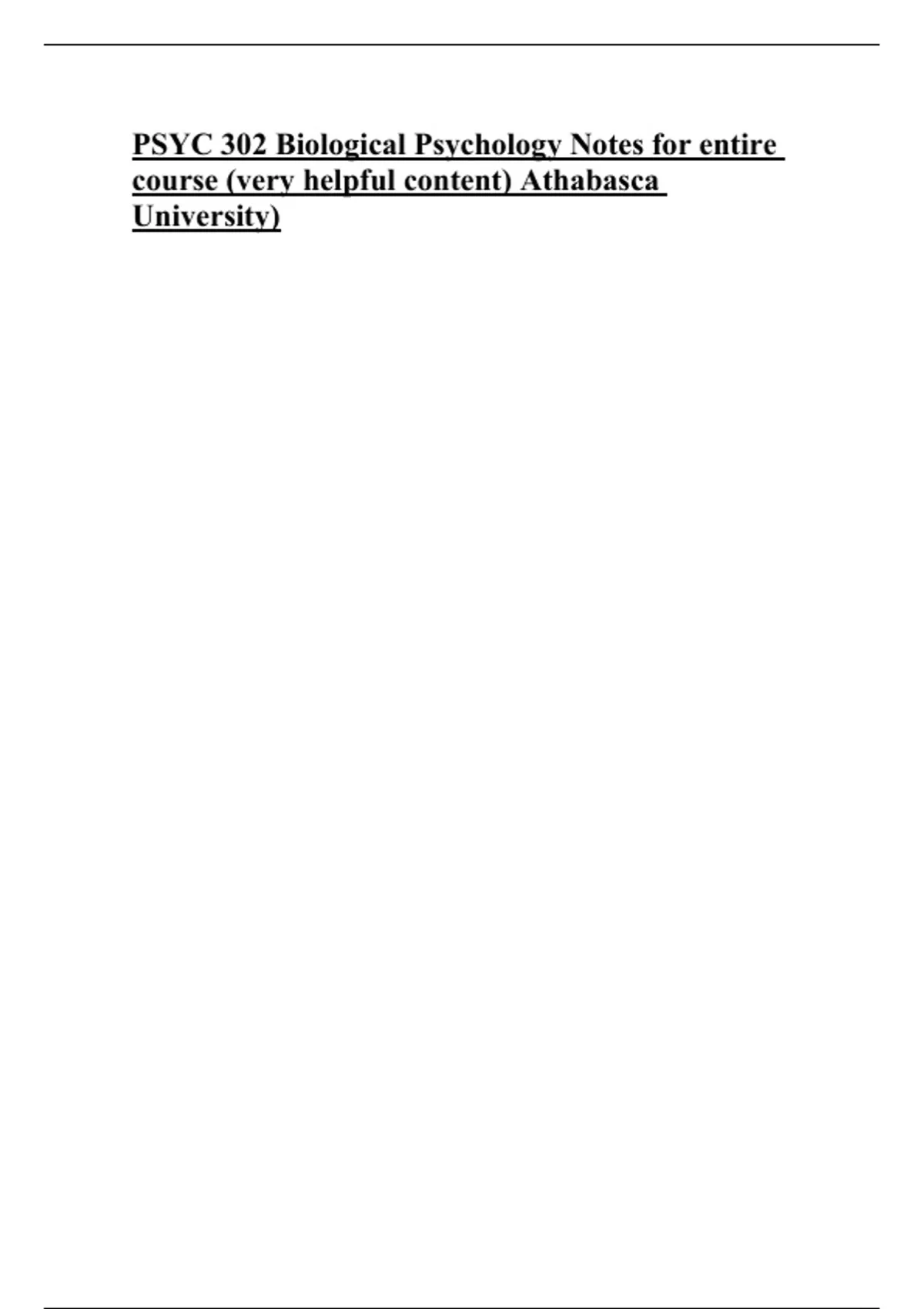 PSYC 302 Biological Psychology Notes for entire course (very helpful ...