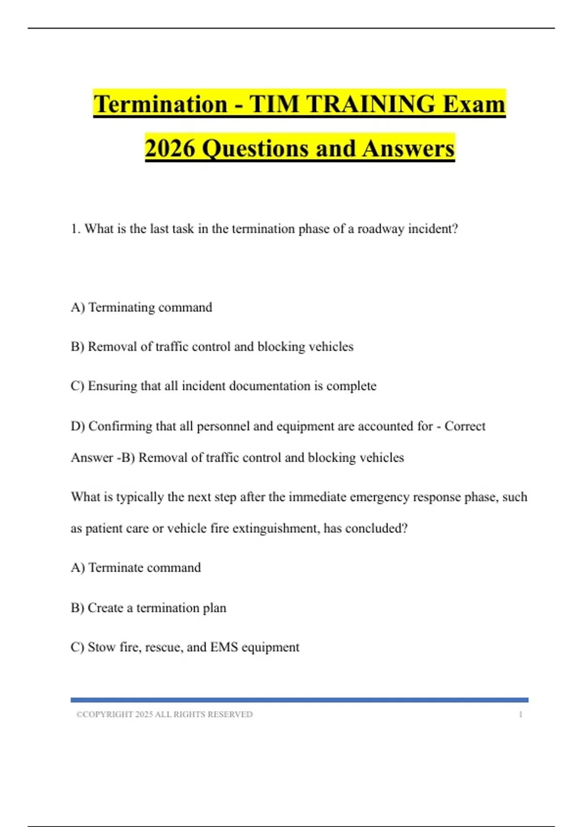 Termination - TIM TRAINING Exam 2026 Questions and Answers - TIM 305 ...