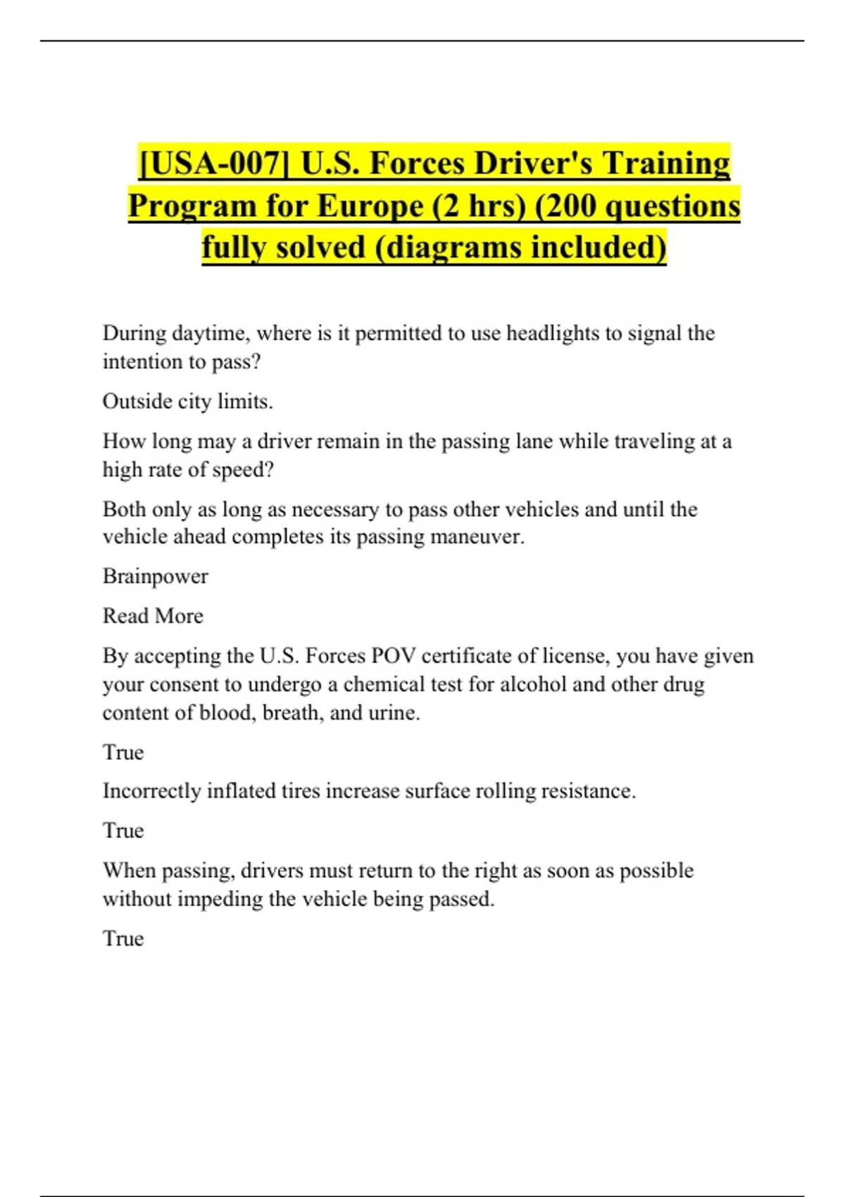 U.S. Forces Driver’s Training Program for Europe [USA-007] – Complete 2 ...