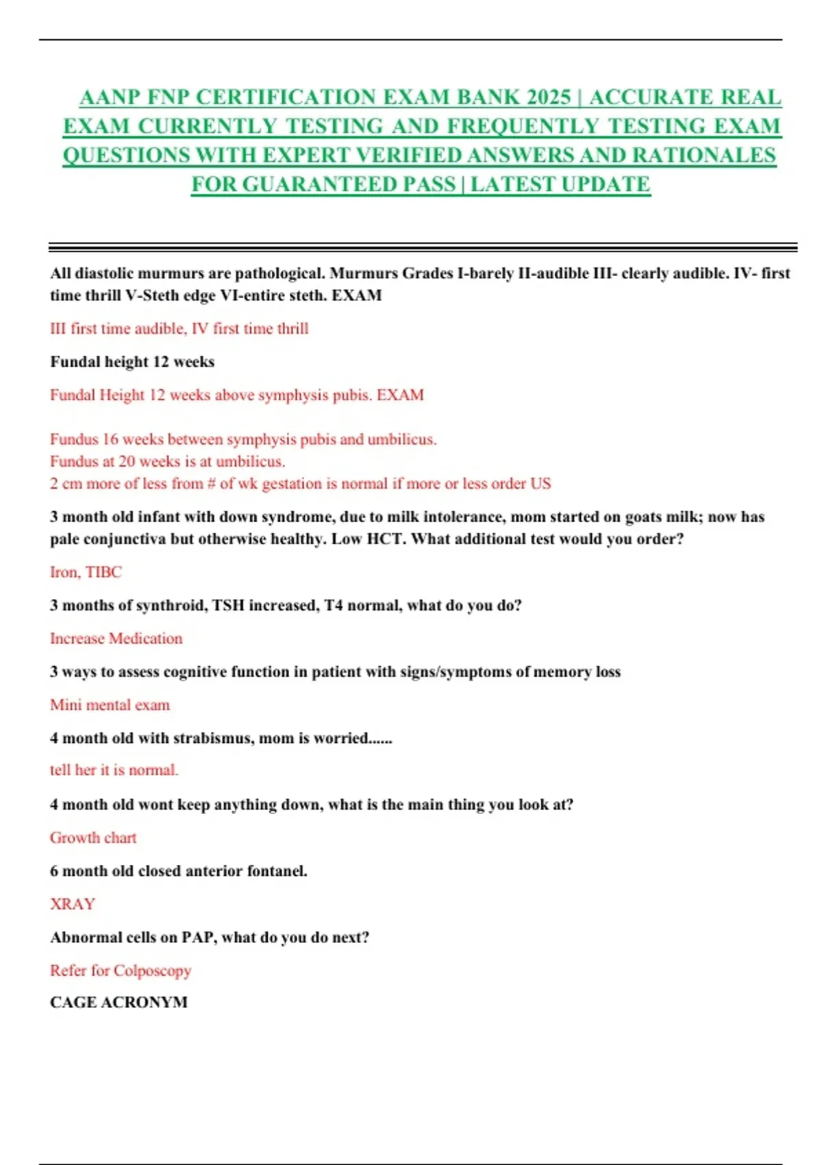 AANP FNP CERTIFICATION EXAM BANK 2025 | ACCURATE REAL EXAM CURRENTLY ...