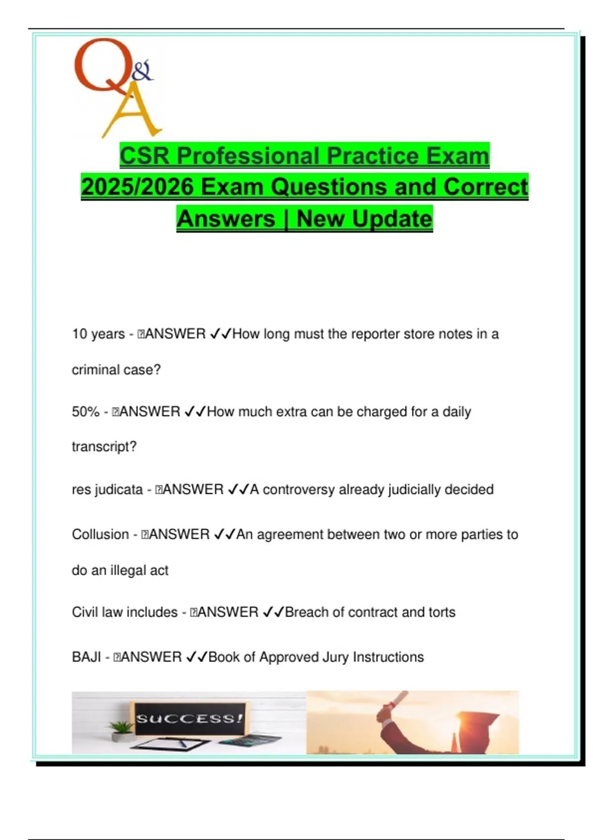 CSR Professional Practice Exam 2025/2026 – 100+ A+ Verified Questions ...