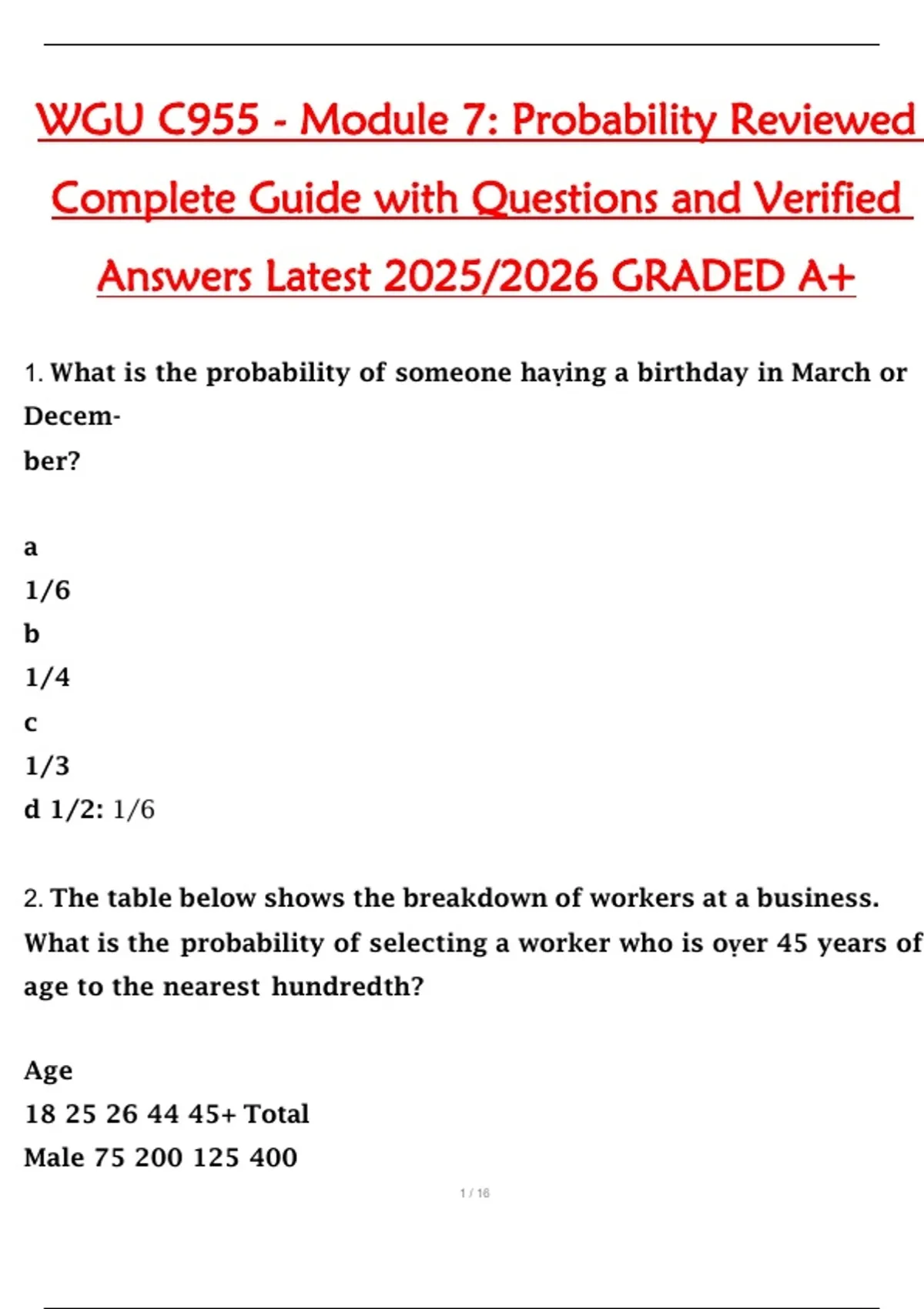 WGU C955 - Module 7: Probability Reviewed Complete Guide with Questions ...