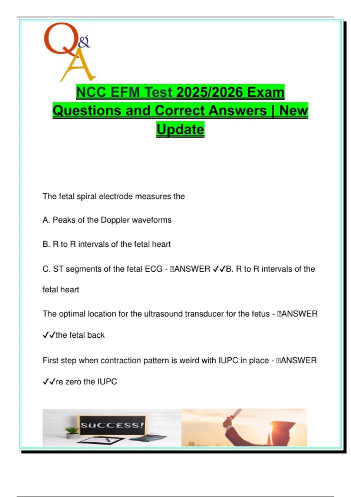 NCC EFM Test 2025/2026 – 130+ Exam Questions & Answers – Fetal Heart ...