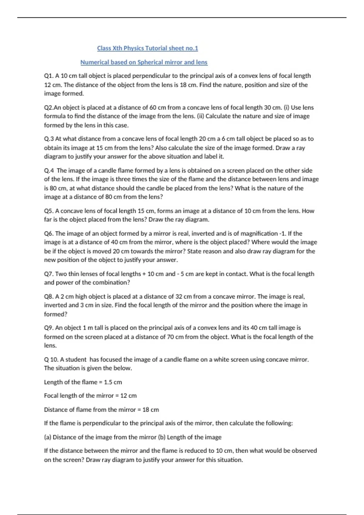 Spherical lenses numericals (concave and convex lens), class 10 physics ...