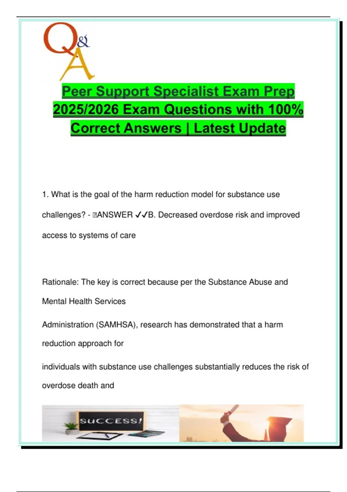 Peer Support Specialist Exam Prep 2025/2026 – 50+ Scenario-Based ...