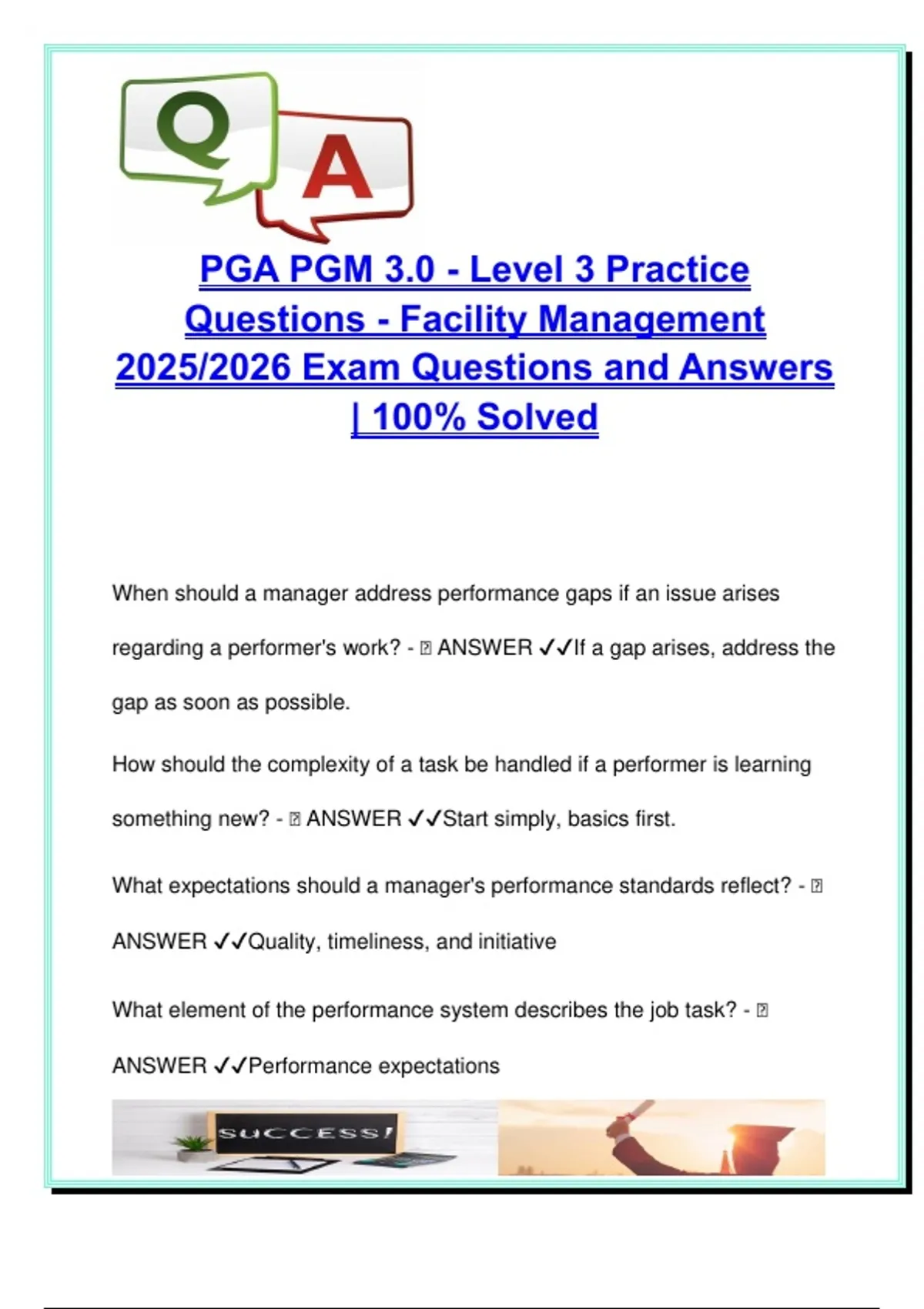PGA PGM 3.0 Level 3 Facility Management 2025/2026 – 200+ Practice Questions with Answers on ...
