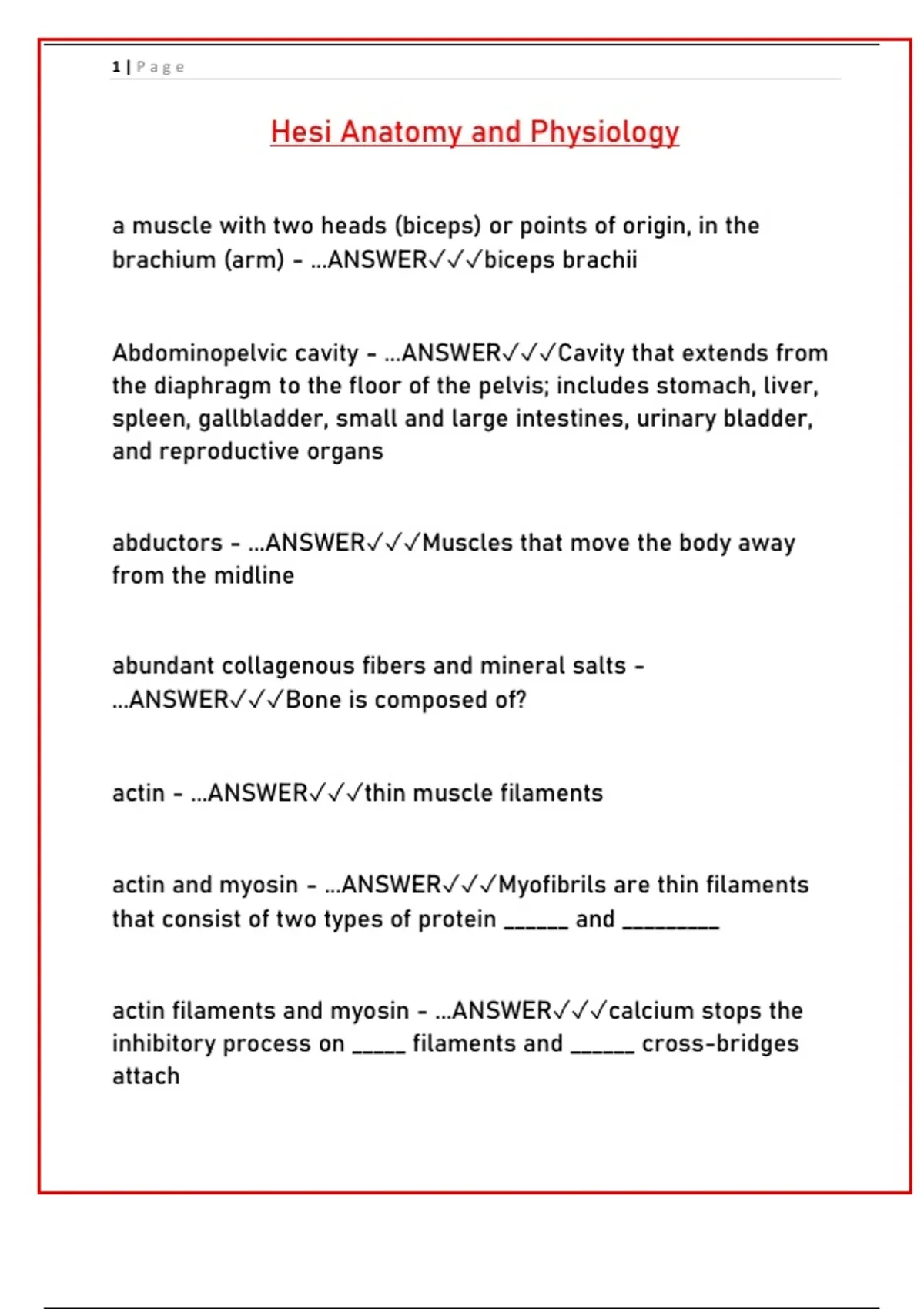 HESI A2 Anatomy & Physiology Complete Study Guide 2025: Terms ...
