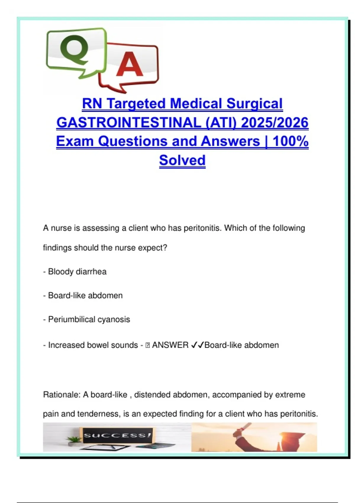 100 GI Exam Questions with Answers & Rationales | Medical-Surgical ...