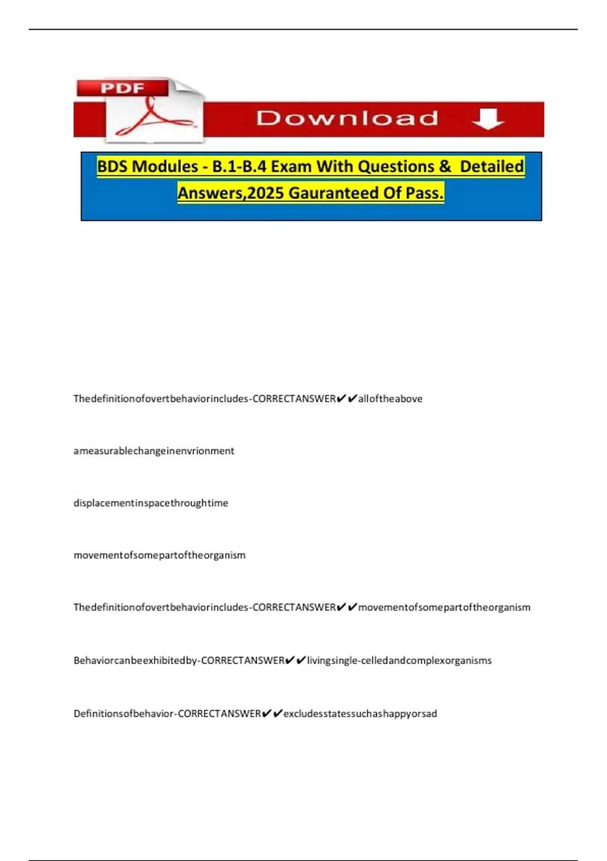 BDS Modules - B.1-B.4 Exam With Questions & Detailed Answers,2025 ...