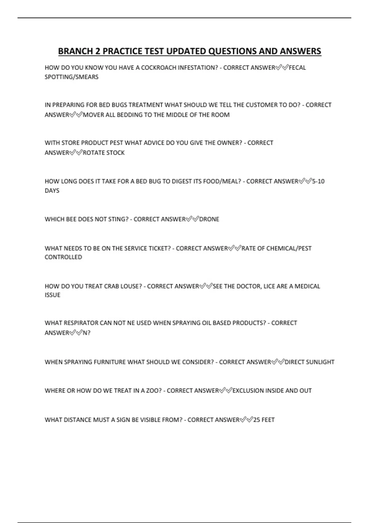 BRANCH 2 PRACTICE TEST UPDATED QUESTIONS AND ANSWERS - BRANCH 2 - Stuvia US
