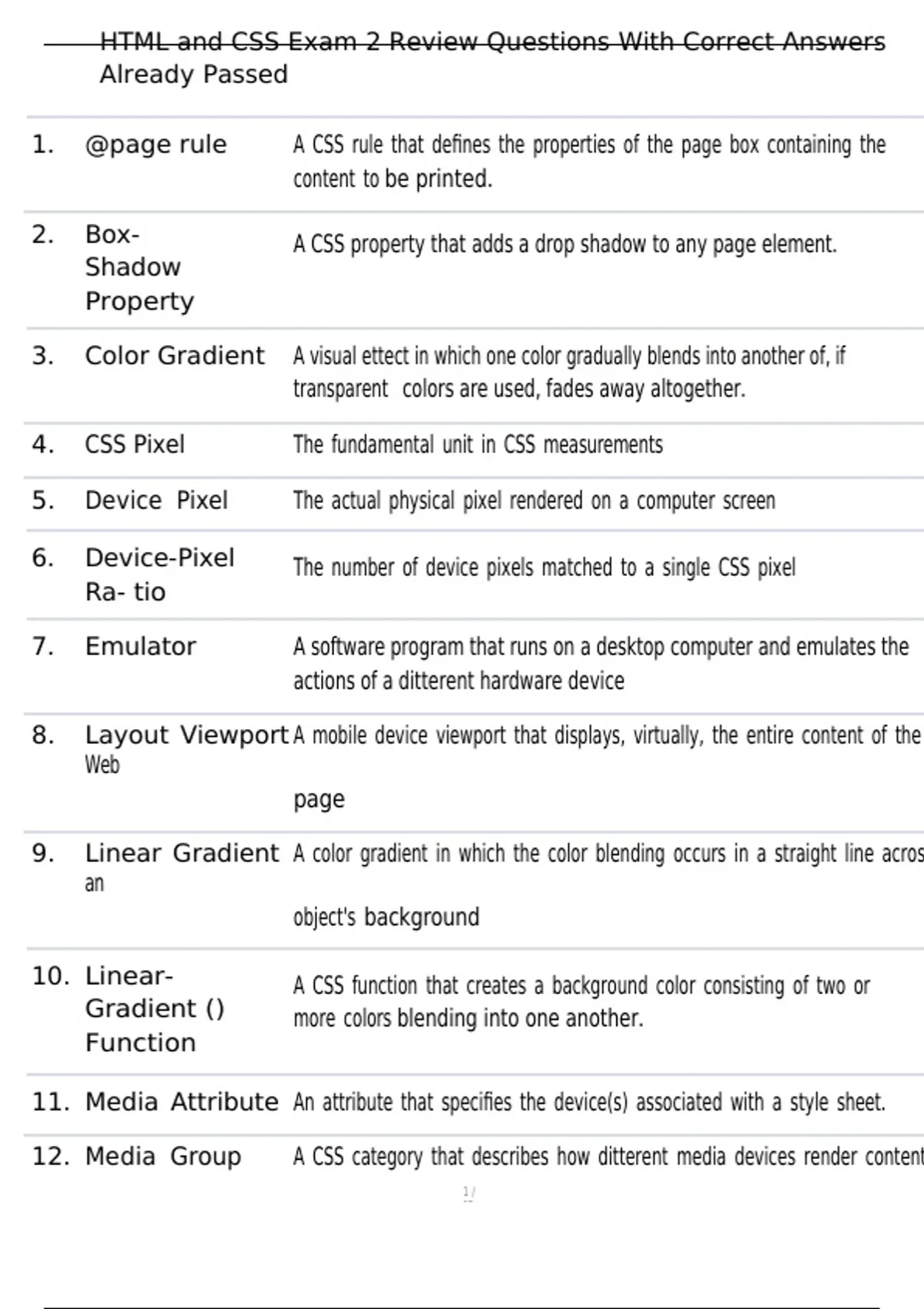 HTML and CSS Exam 2 Review Questions With Correct Answers Already Passed - HTML and CSS - Stuvia US