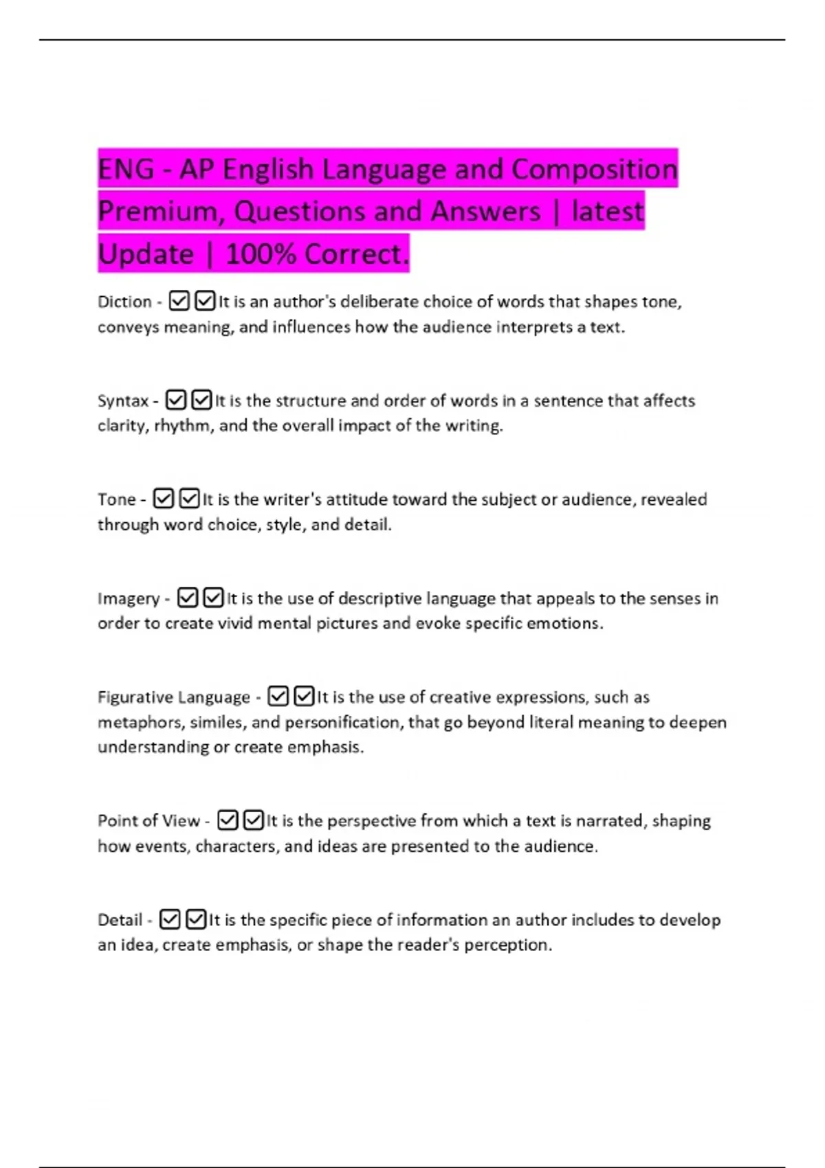 ENG - AP English Language and Composition Premium, Questions and ...