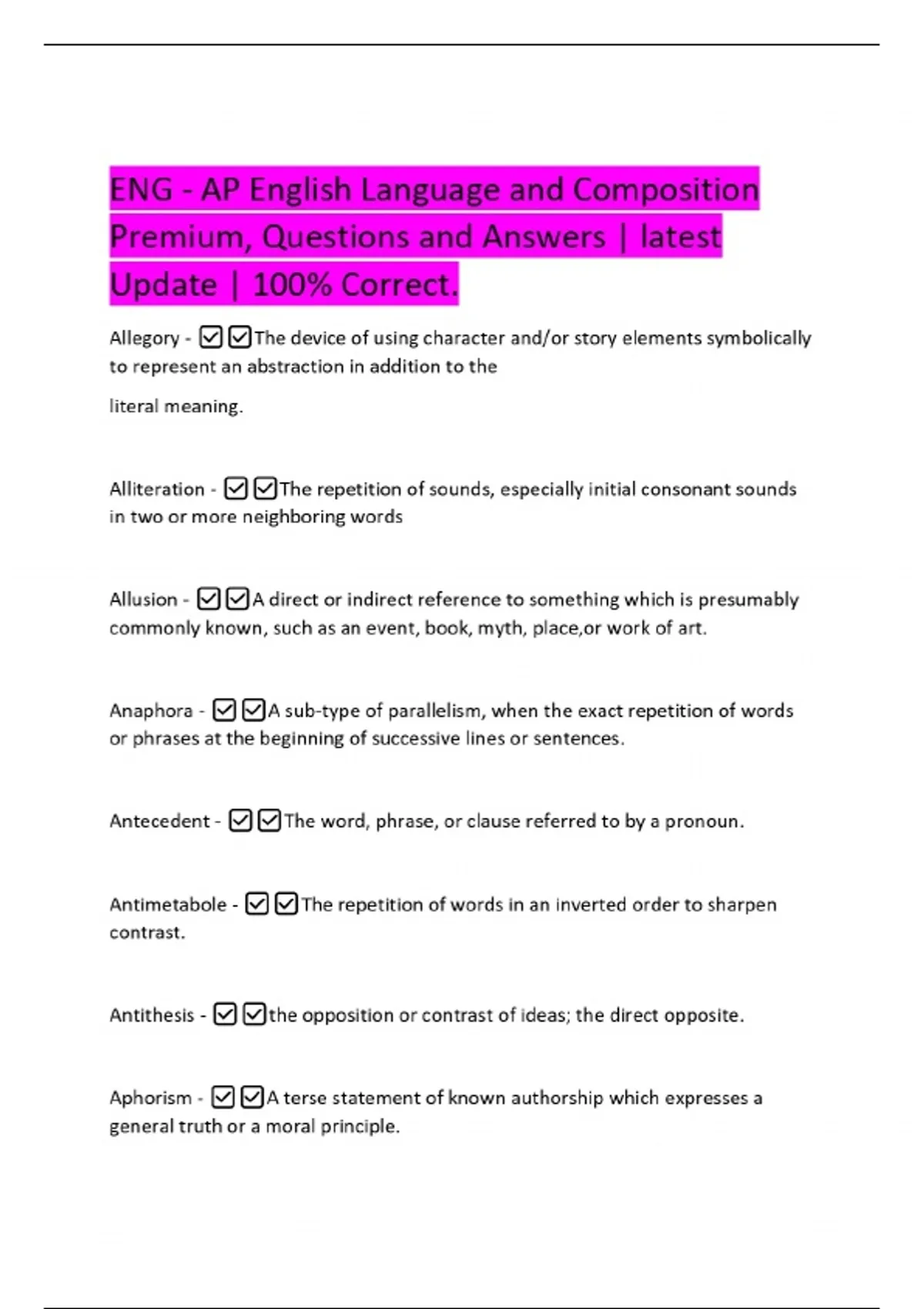 ENG - AP English Language and Composition Premium, Questions and ...