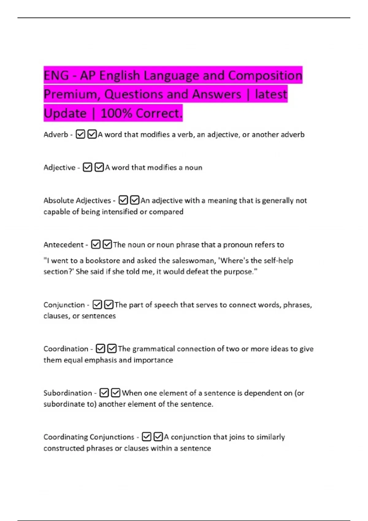ENG - AP English Language and Composition Premium, Questions and ...
