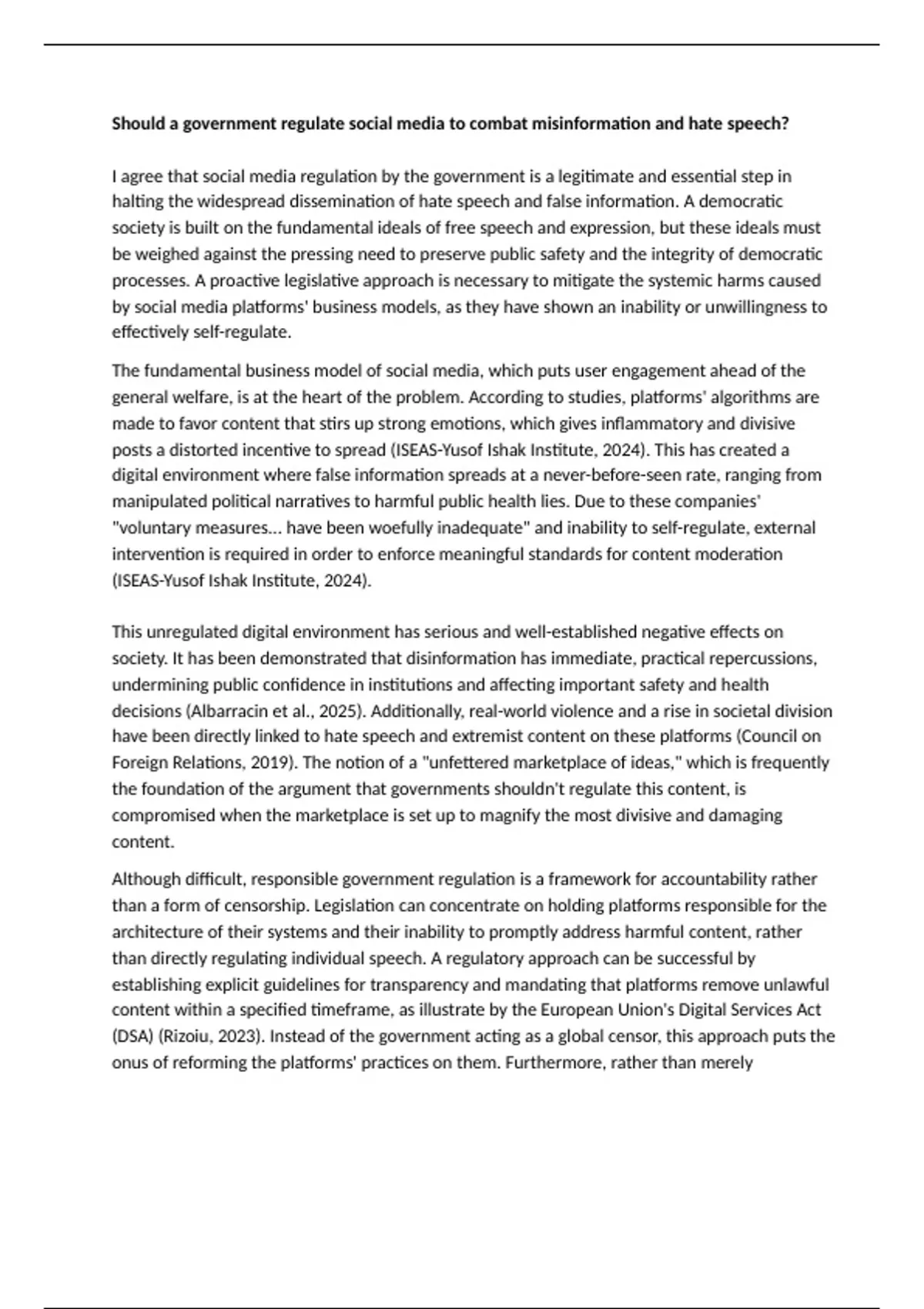 Should a government regulate social media to combat misinformation ...