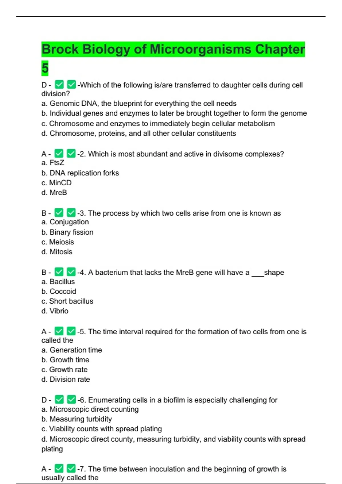 Brock Biology of Microorganisms – Chapter 5 Study Guide with Questions ...