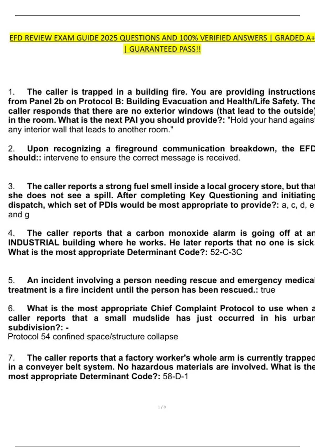 EFD ProQA Final Exam Review 2025: Advanced Scenario-Based Questions ...