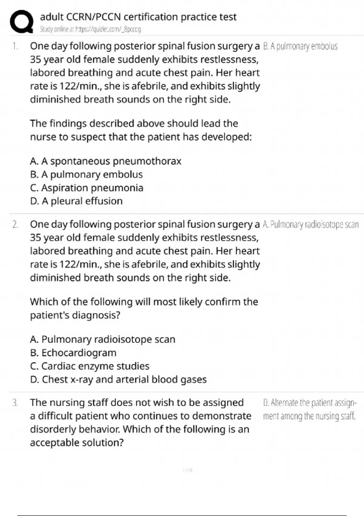 Adult CCRN/PCCN Certification Practice Test / Score 100% / 2025 Test ...