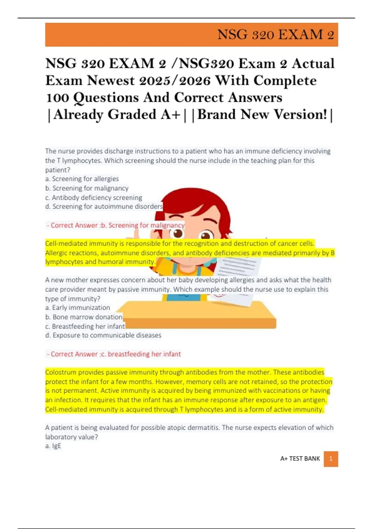 NSG 320 EXAM 2 /NSG320 Exam 2 Actual Exam Newest 2025/2026 With ...
