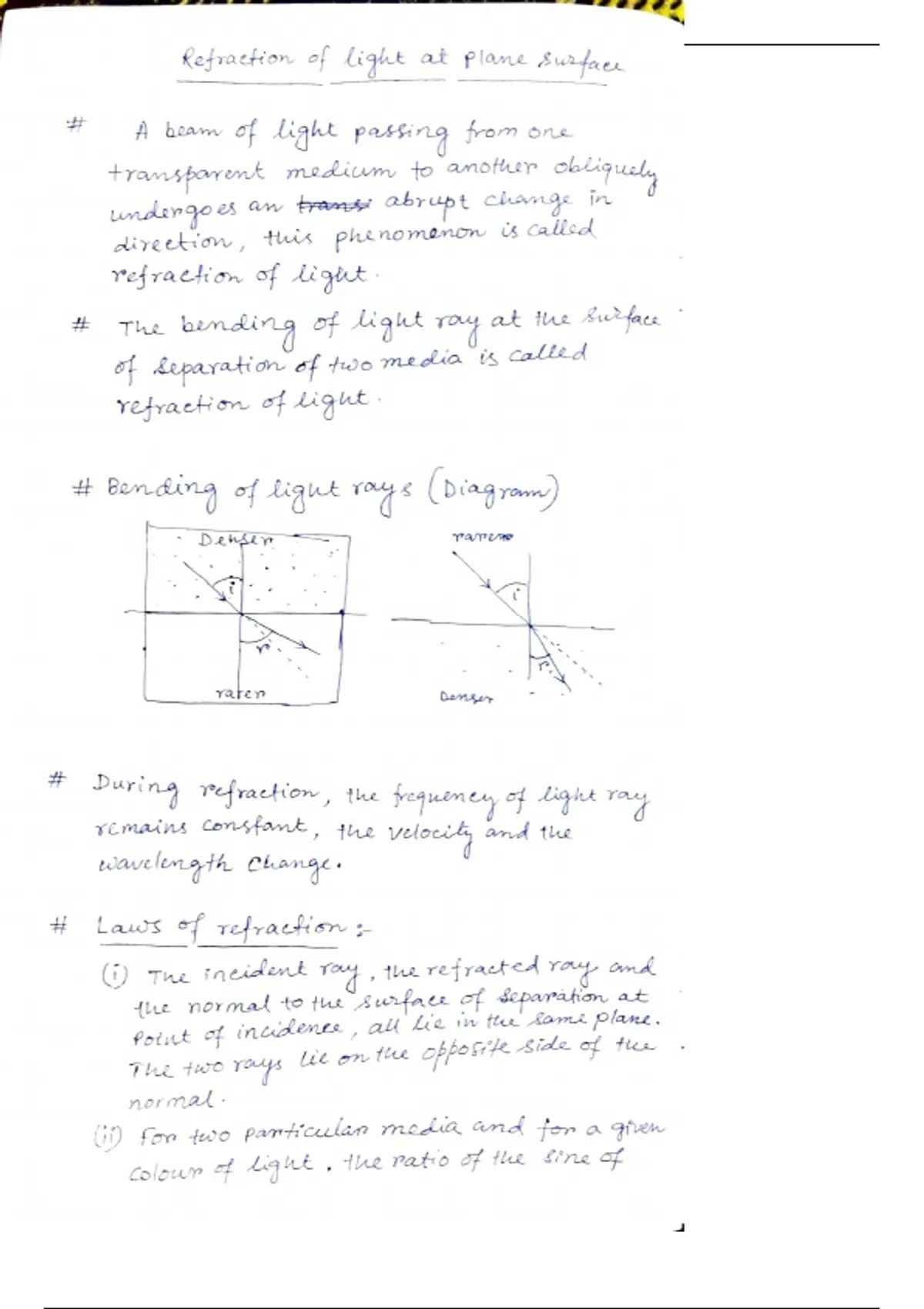 Summary Refraction of light; class xii ( cbse/neet / jee) - Physics ...