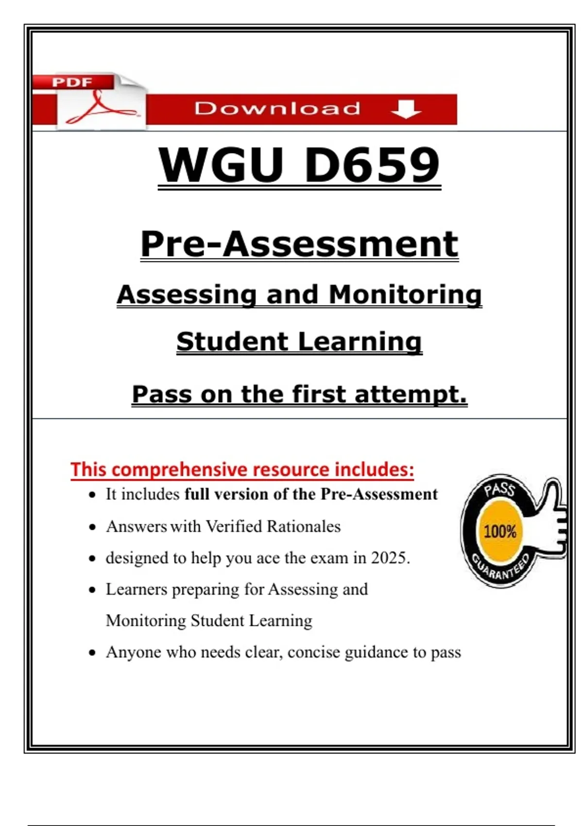 WGU D659 Pre-Assessment Exam | 2025 | Full Version with Answers and ...