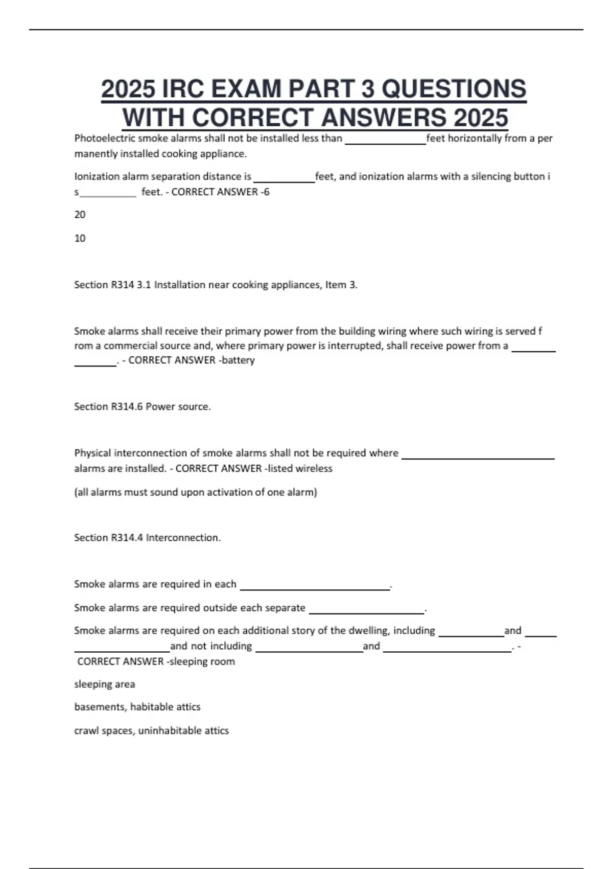 2025 IRC Exam – Part 3 Questions with Correct Answers (Latest 2025 ...