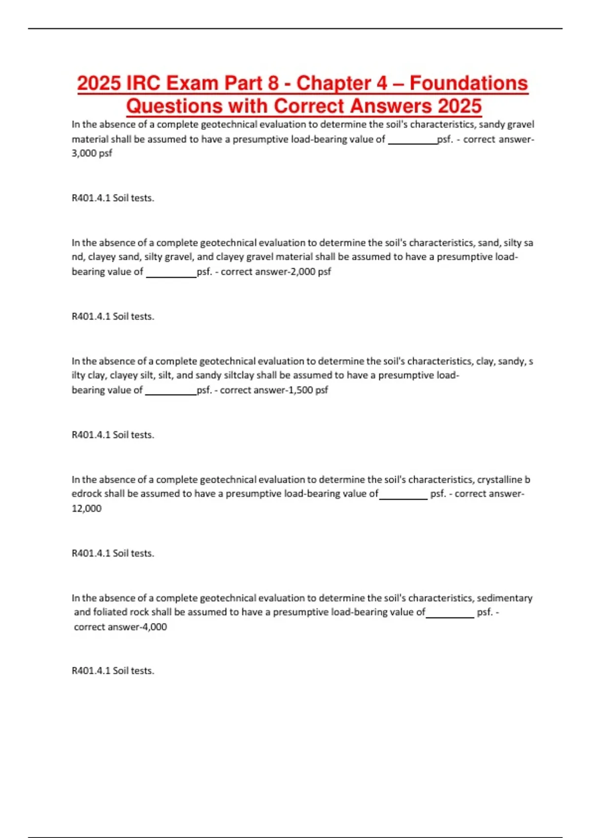 2025 IRC Exam – Part 8: Chapter 4 Foundations Questions with Correct ...