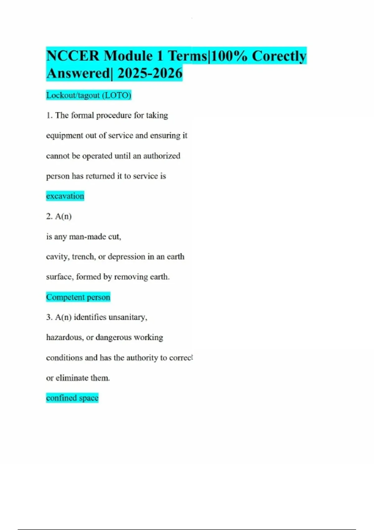 NCCER Module 1 Terms|100% Corectly Answered| - NCCER Module 1 Terms ...