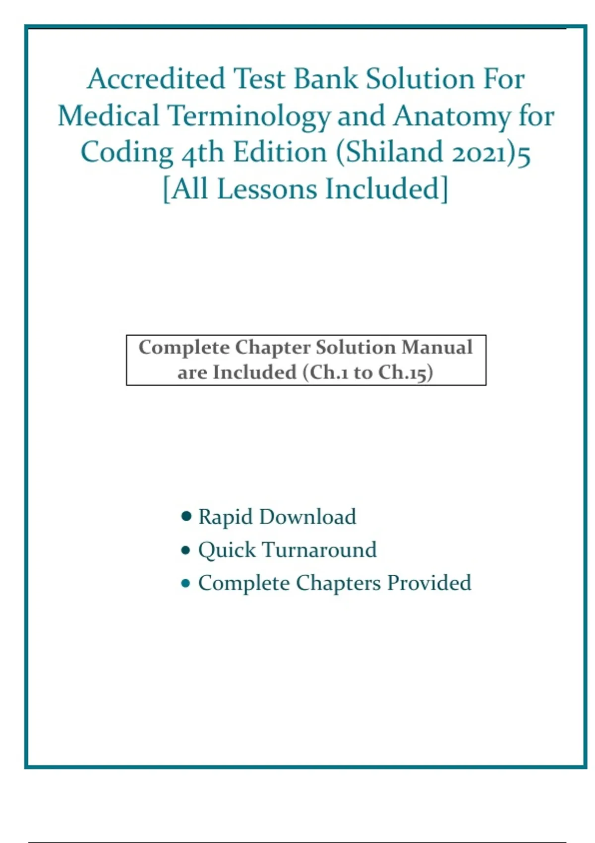 Accredited Test Bank Solution For Medical Terminology and Anatomy for ...